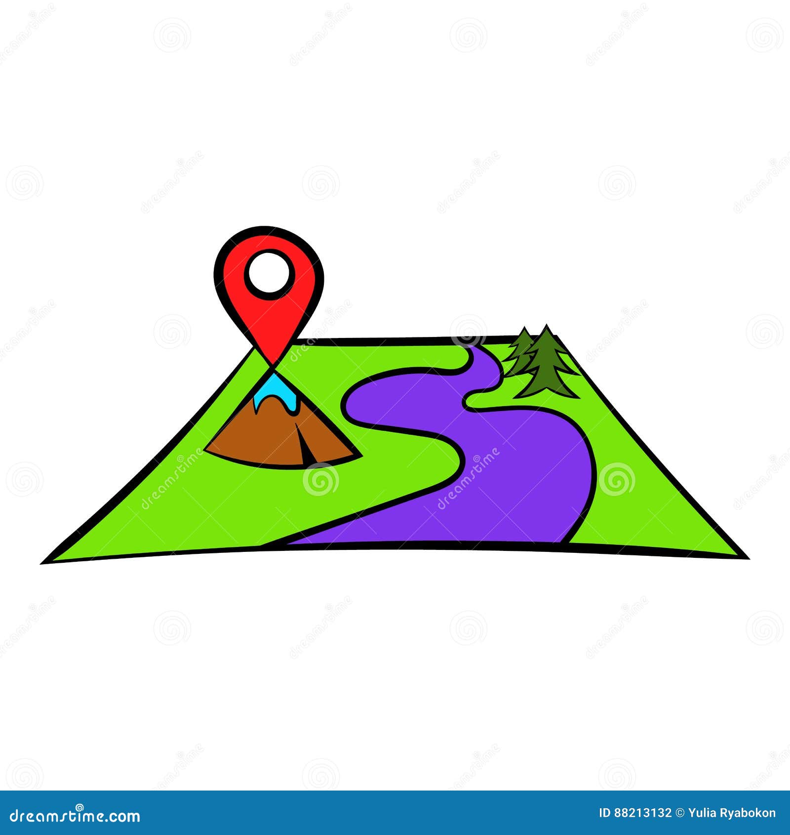 Map with Pin Pointers Icon, Icon Cartoon Stock Vector - Illustration of ...