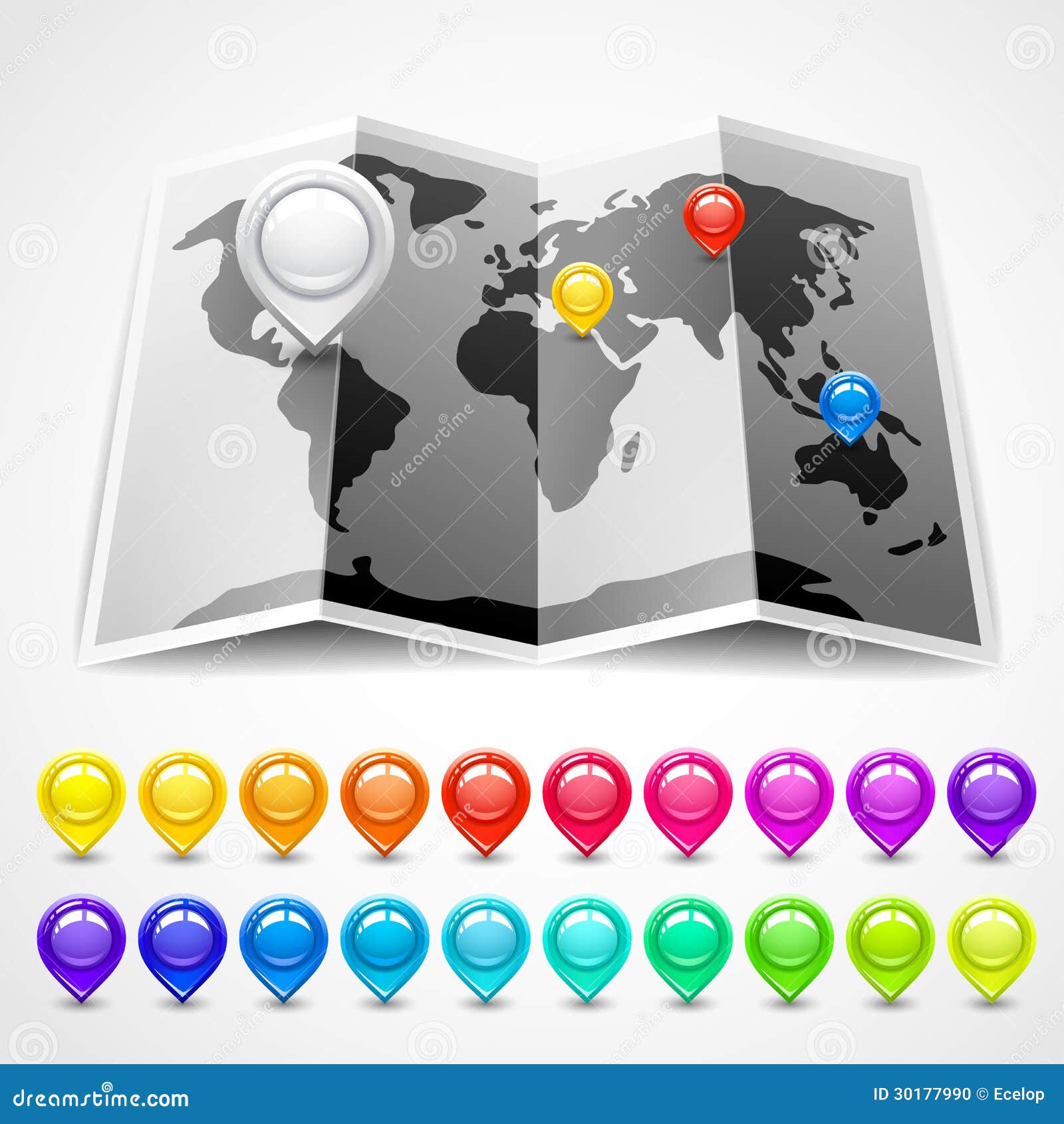 Map with Pin Pointers Location Stock Vector - Illustration of icon ...