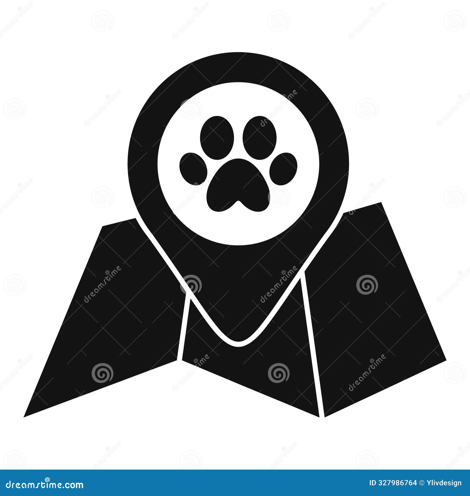 Map Pin Pointing a Paw Print for Finding Pets Stock Illustration ...