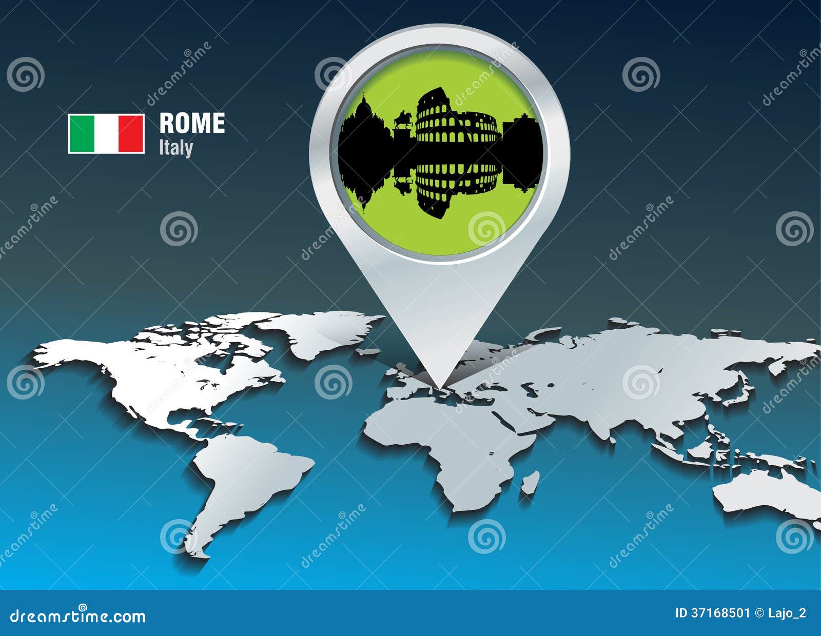 Map pin with Rome skyline stock illustration. Illustration of graphic ...