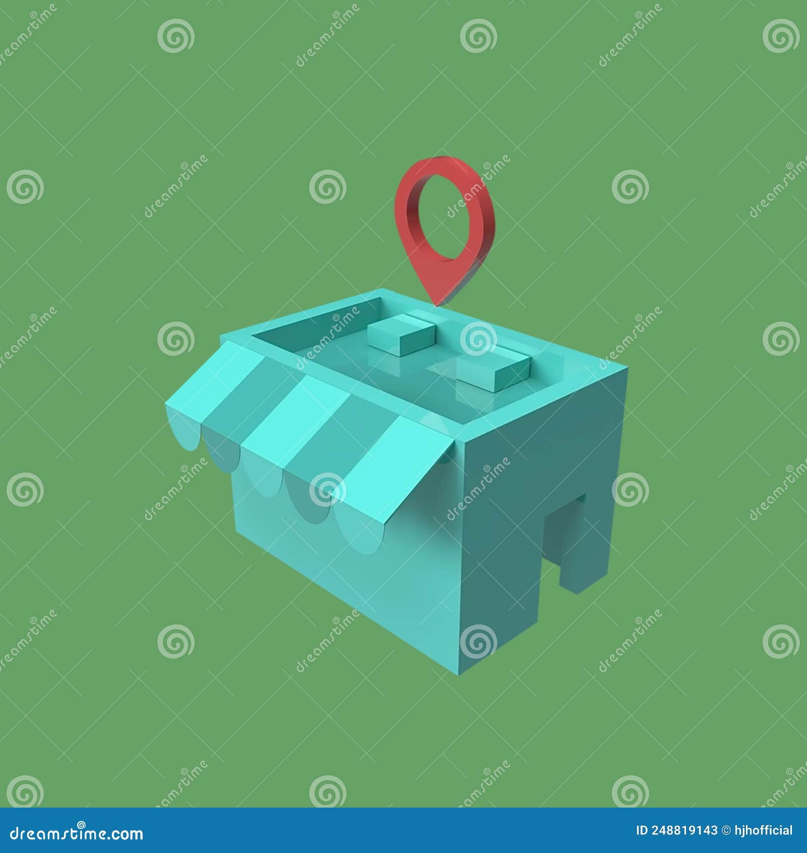 Map Pin Store 3d Model Cartoon Style. Render Illustration Stock Illustration - Illustration of ...