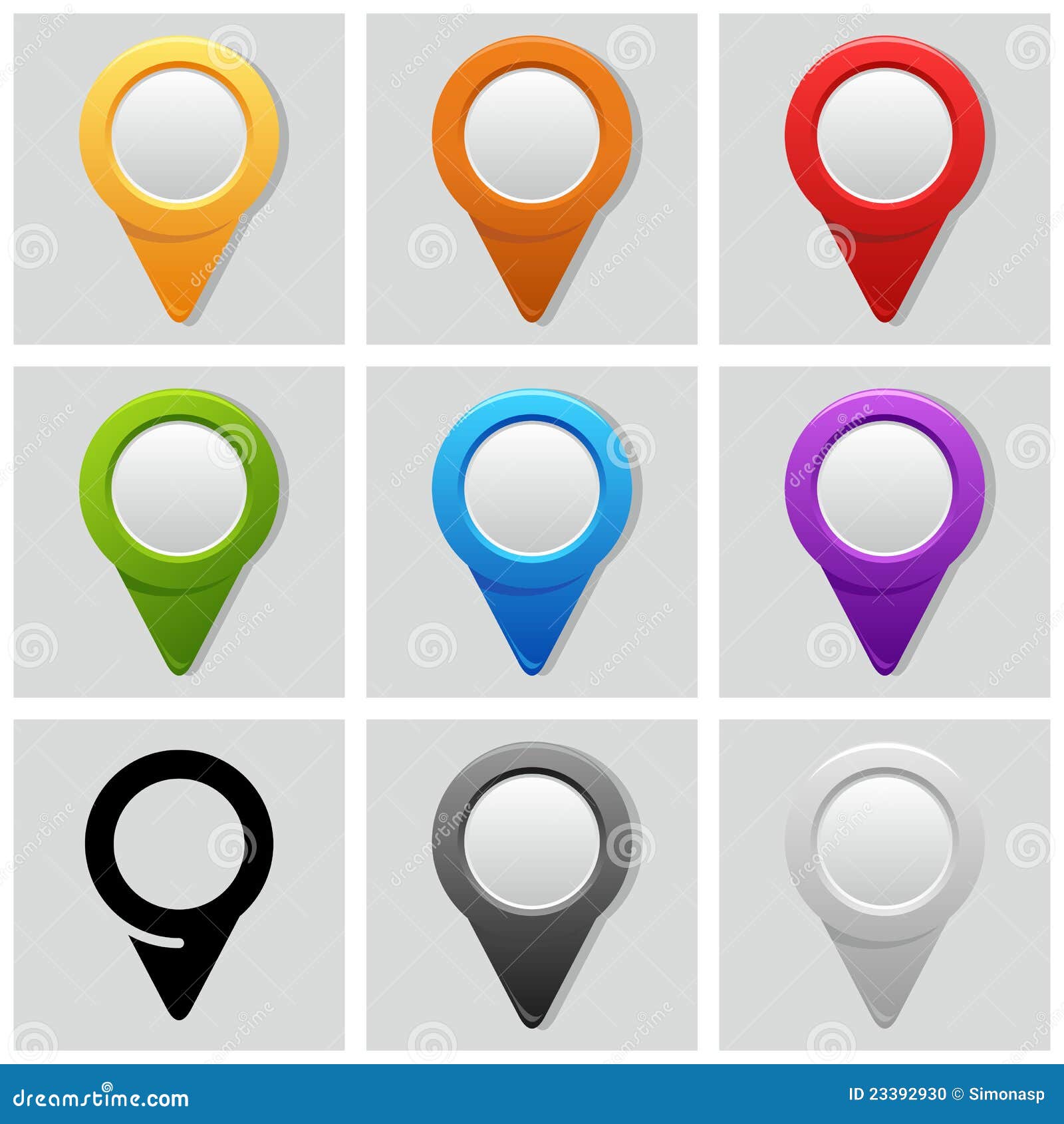 Map pins stock vector. Illustration of exclamation, pictogram - 23392930