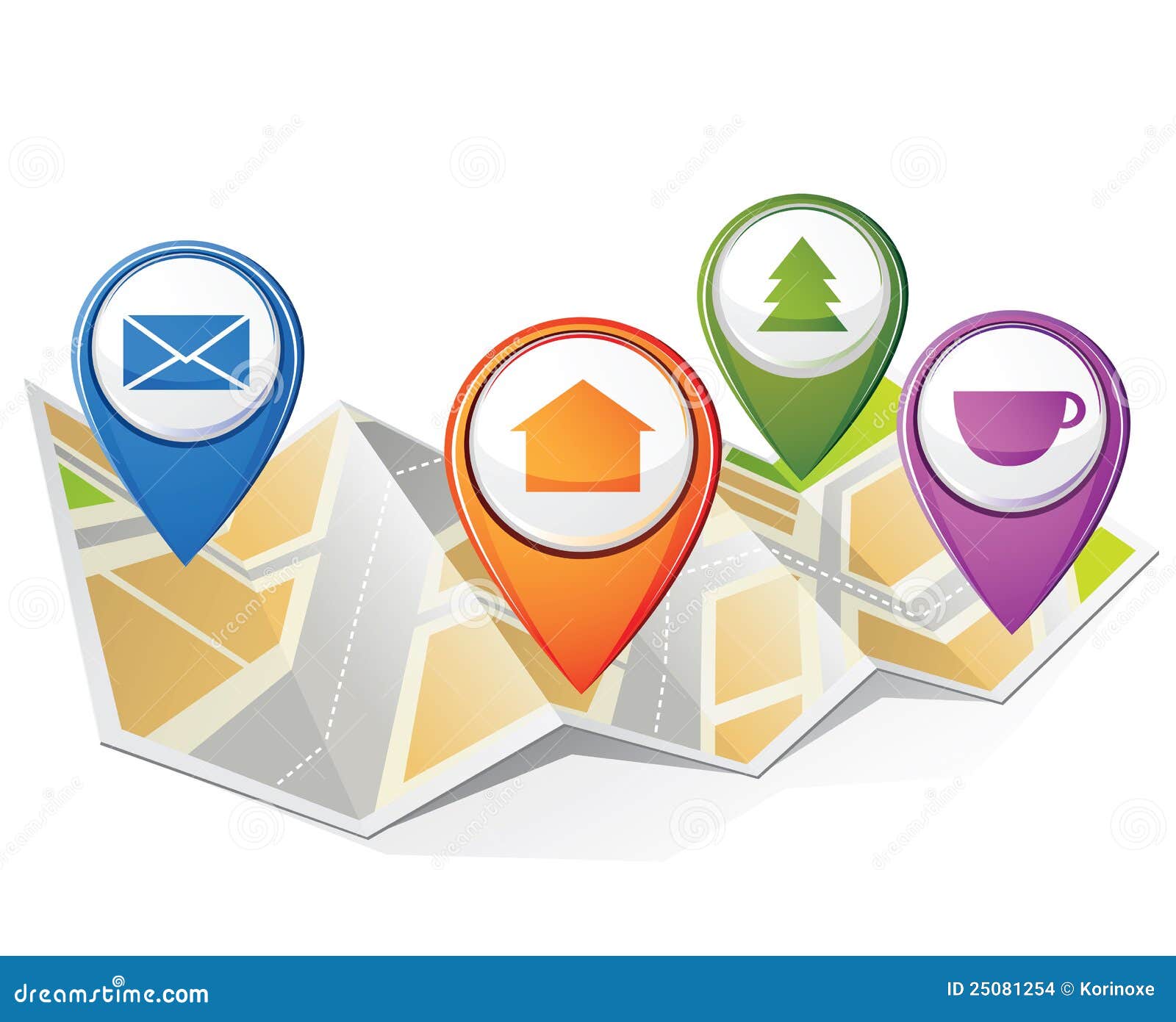 Map with pins stock vector. Illustration of house, place - 25081254