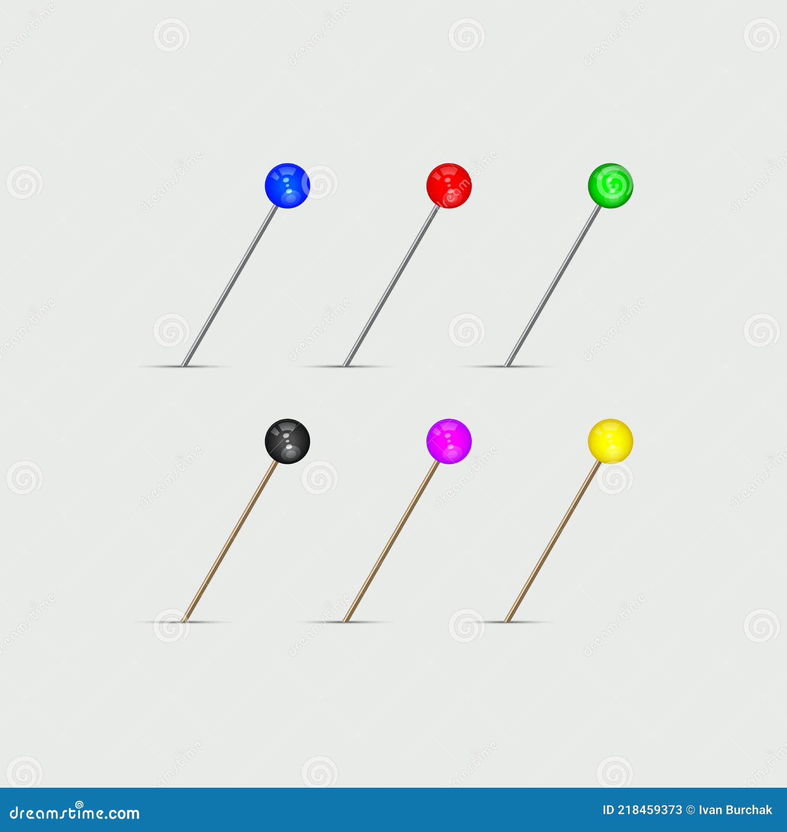 Map Pins Assorted Colors. Multicolored Pushpin Set Stock Vector ...