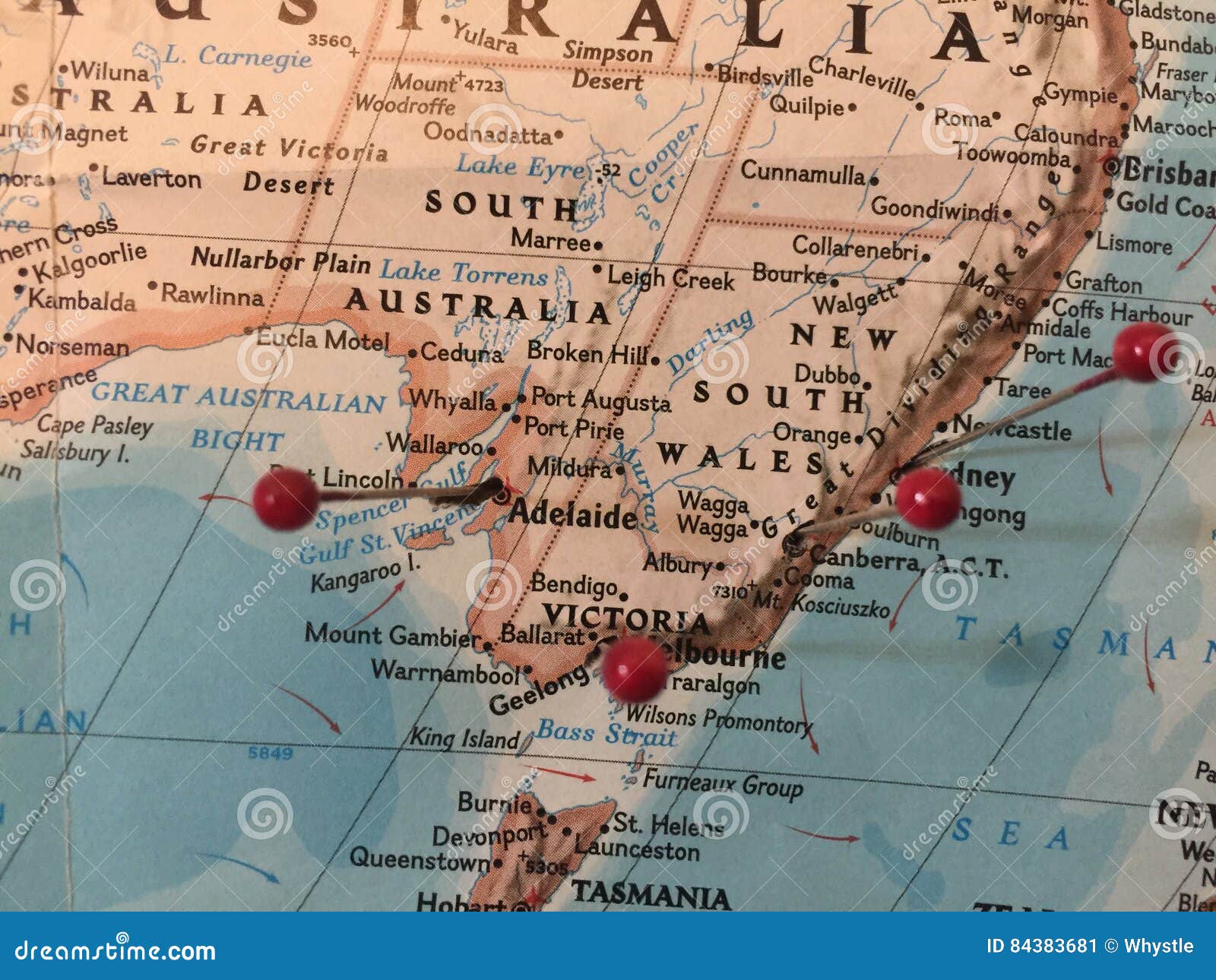 Map Pins in Australia stock image. Image of adelaide - 84383681