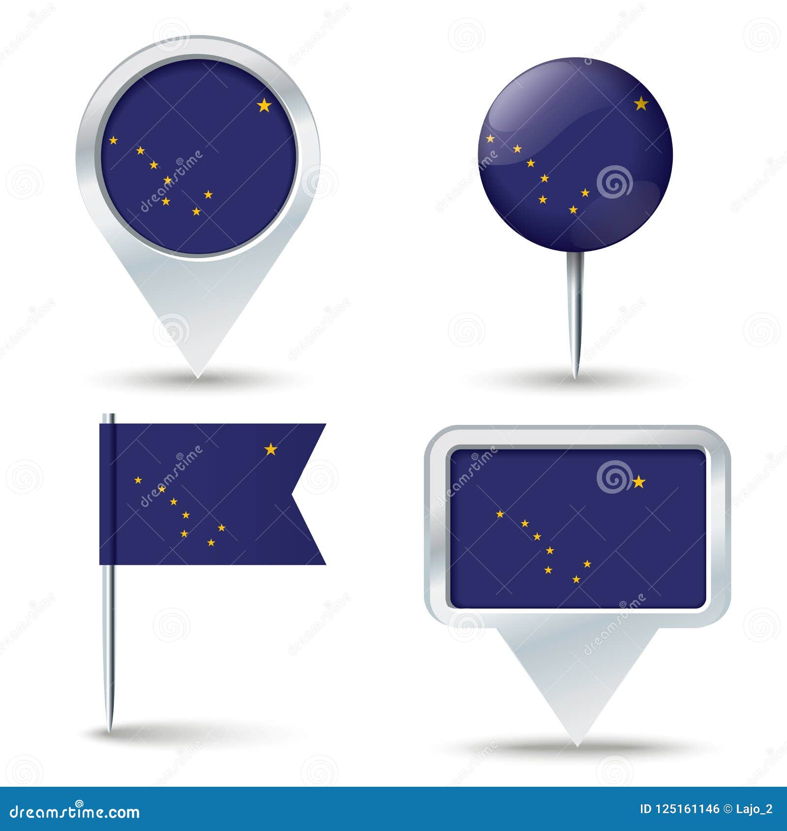 Map Pins with Flag of Alaska Stock Vector - Illustration of glance ...