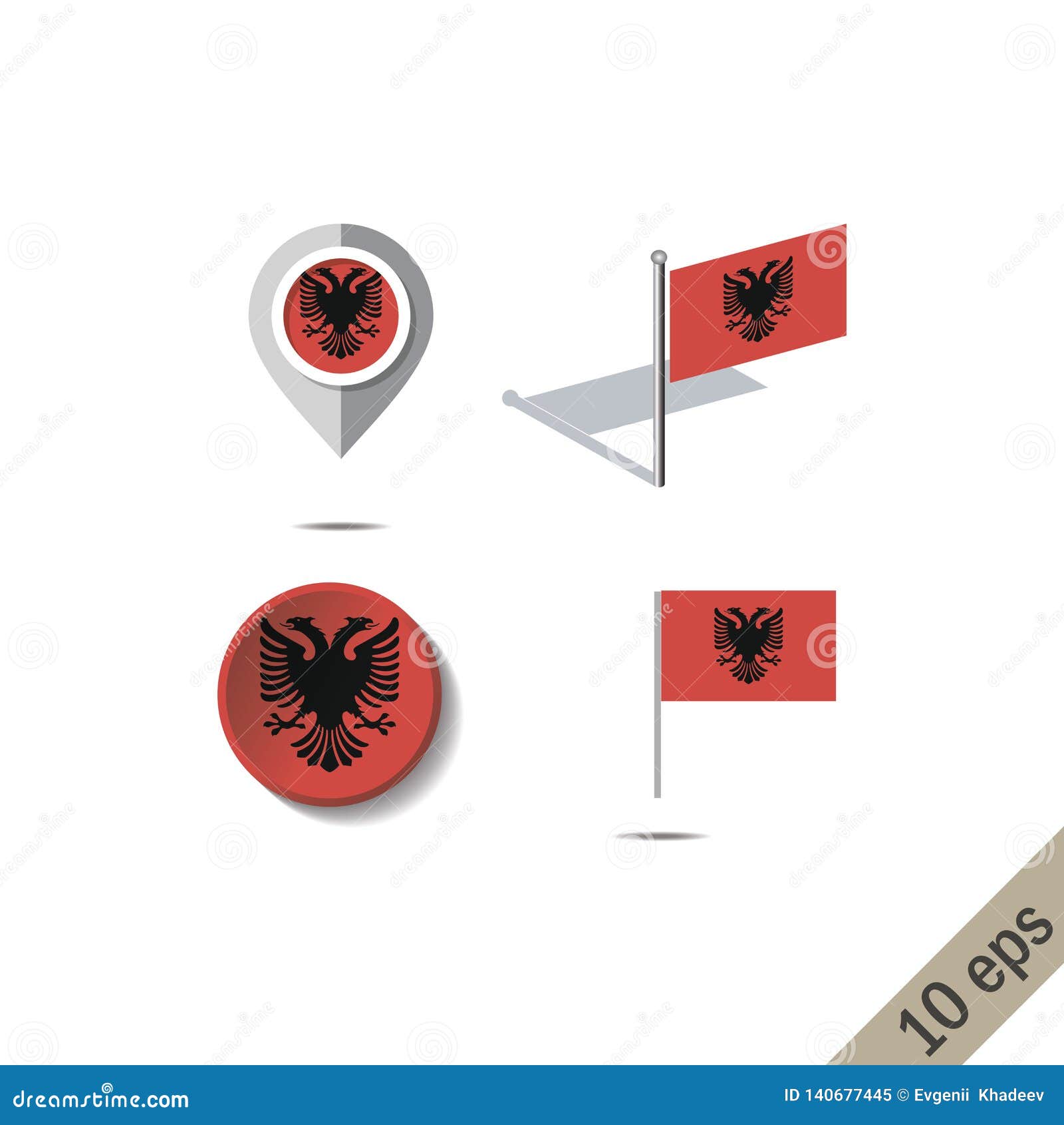 Map Pins with Flag of Albania Stock Illustration - Illustration of ...
