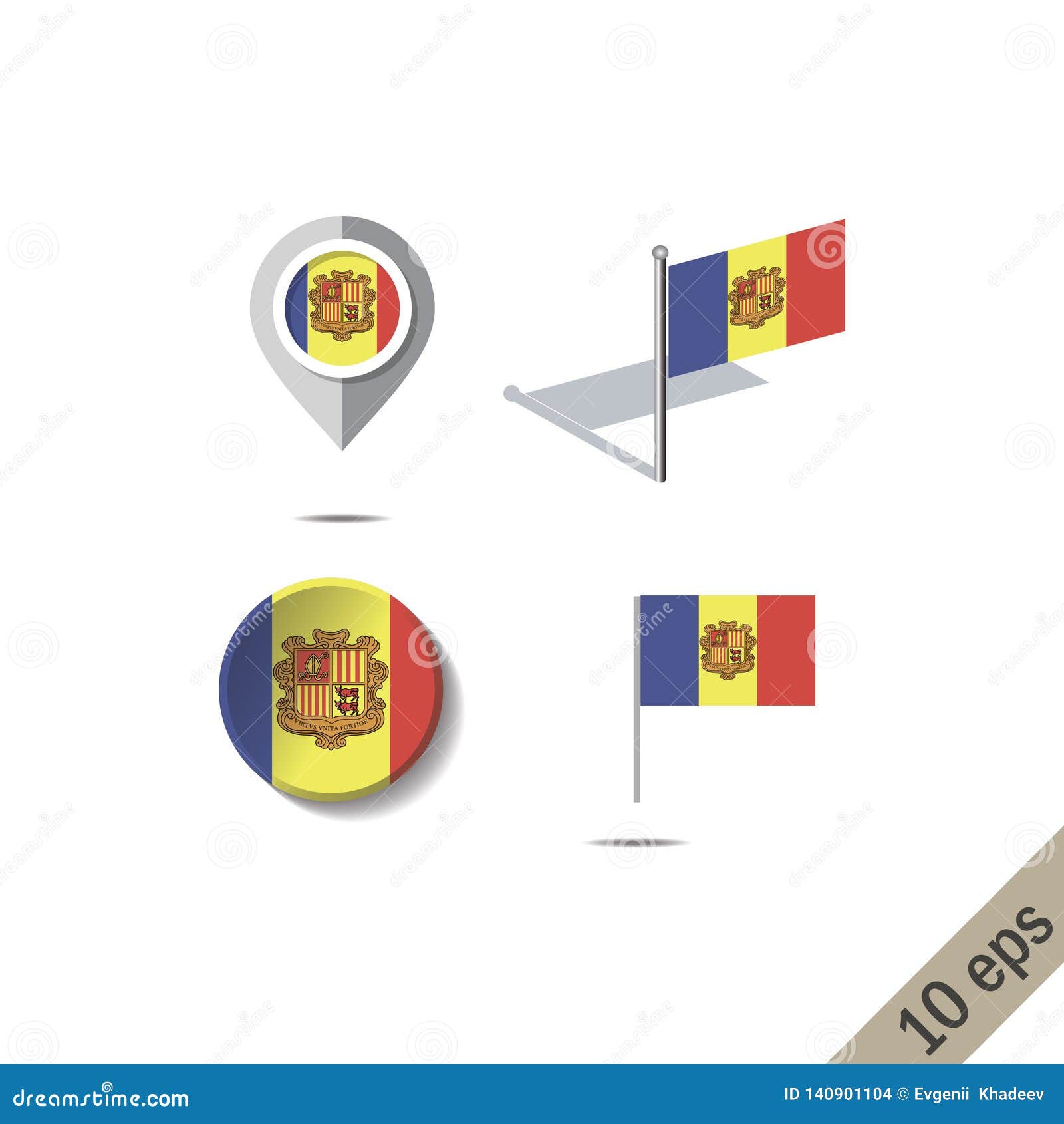 Map Pins with Flag of ANDORRA Stock Illustration - Illustration of ...