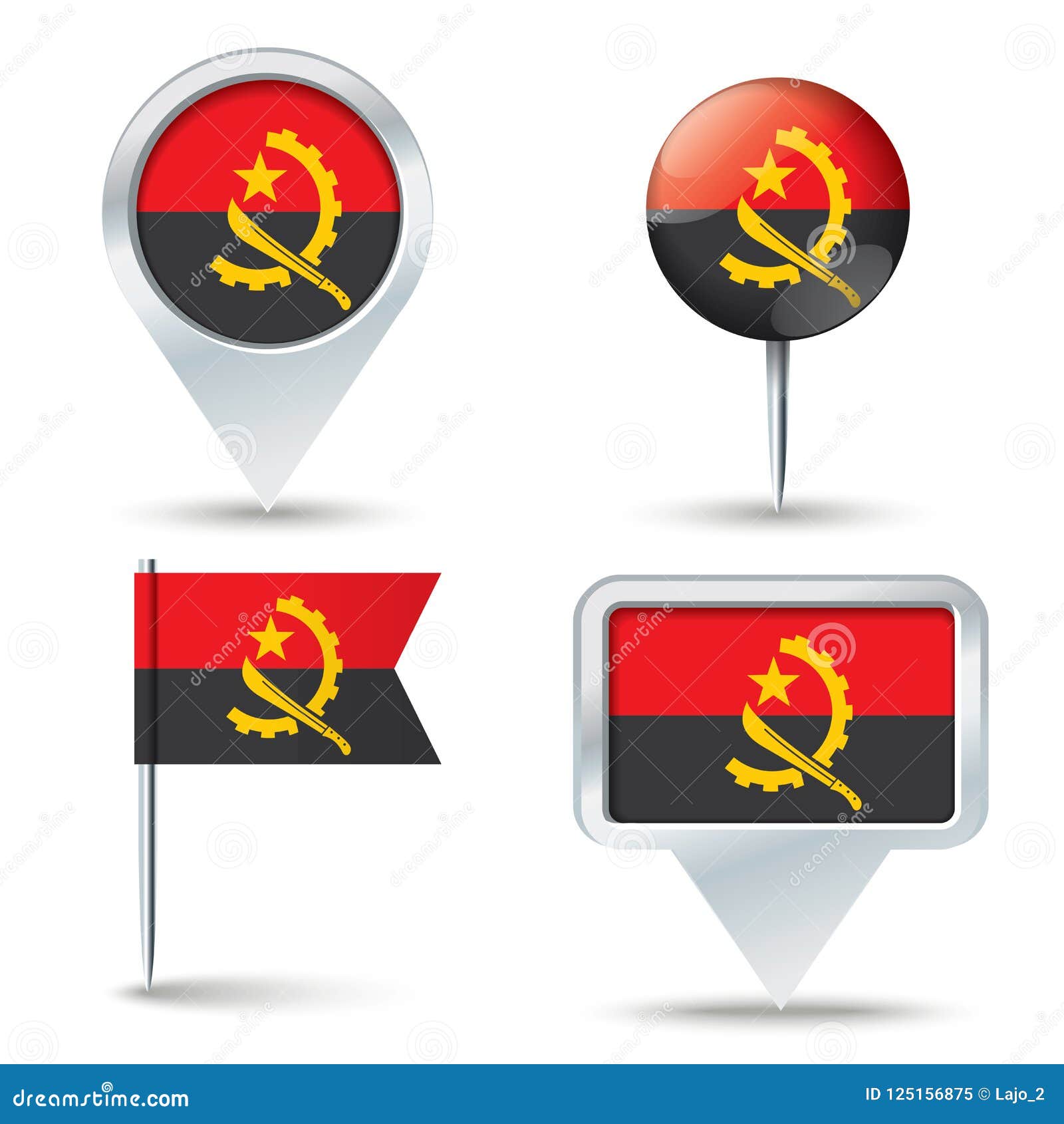 Map Pins with Flag of Angola Stock Vector - Illustration of journey ...