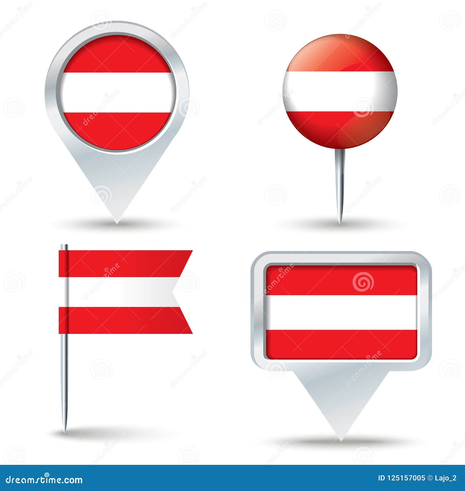 Map Pins with Flag of Austria Stock Vector - Illustration of button ...