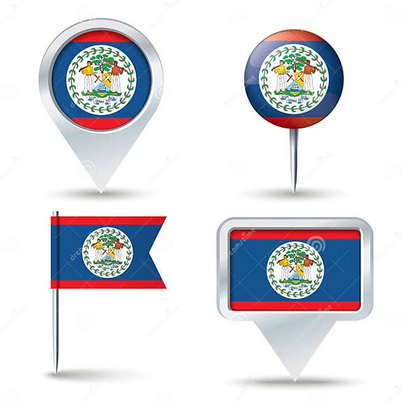 Map Pins with Flag of Belize Stock Vector - Illustration of abstract ...