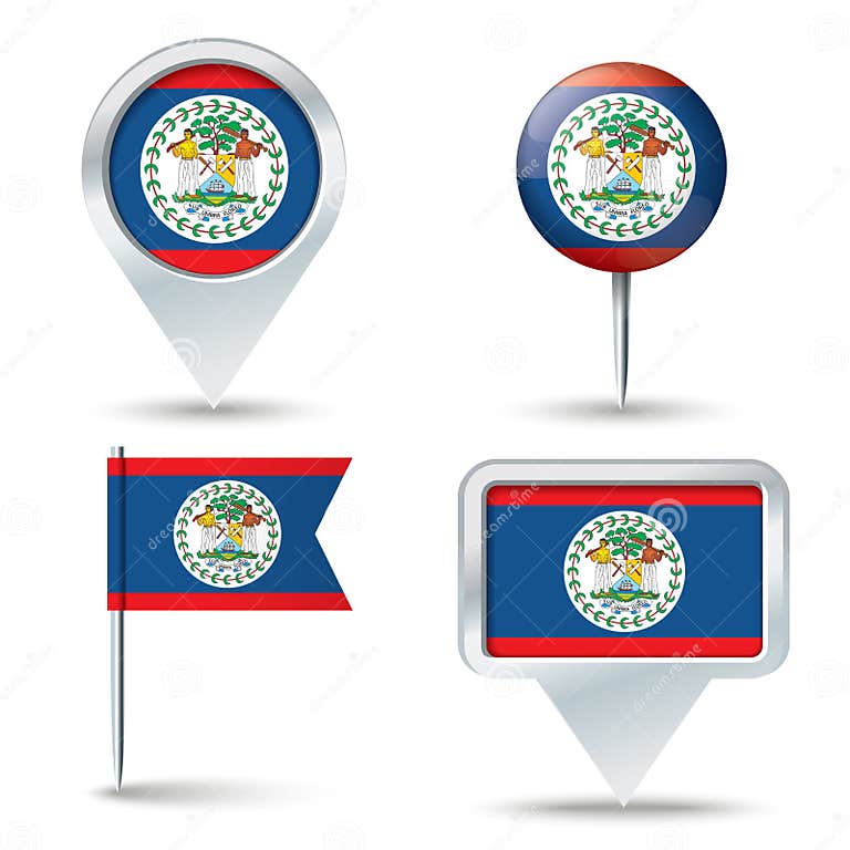 Map Pins with Flag of Belize Stock Vector - Illustration of abstract ...