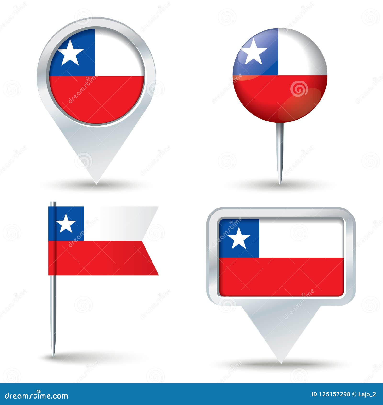 Map Pins with Flag of Chile Stock Vector - Illustration of national ...