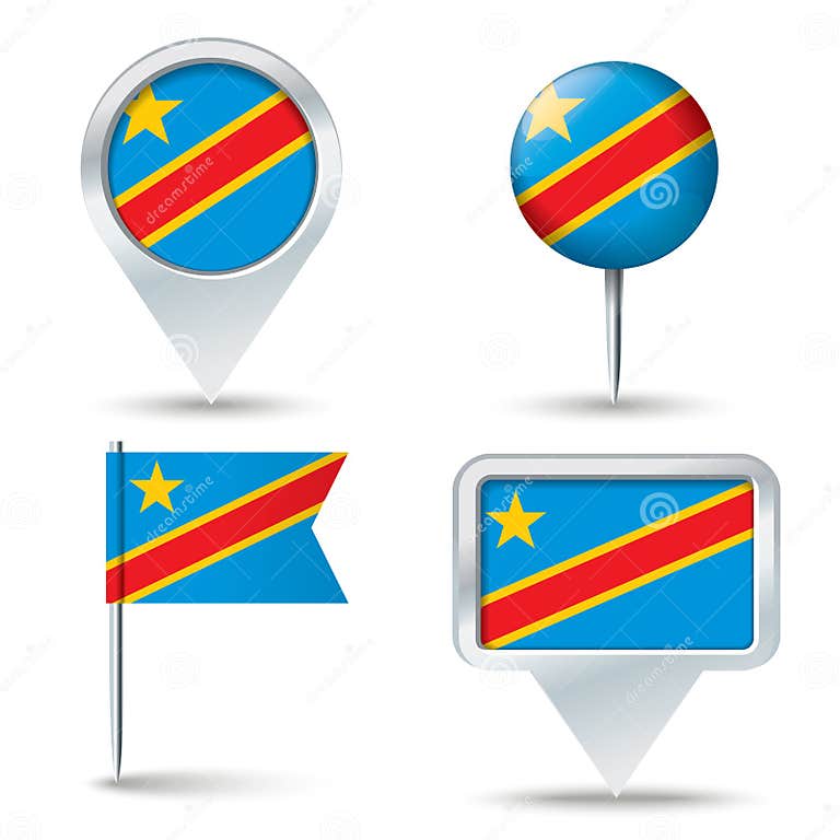 Map Pins with Flag of Congo (DRC) Stock Vector - Illustration of ...