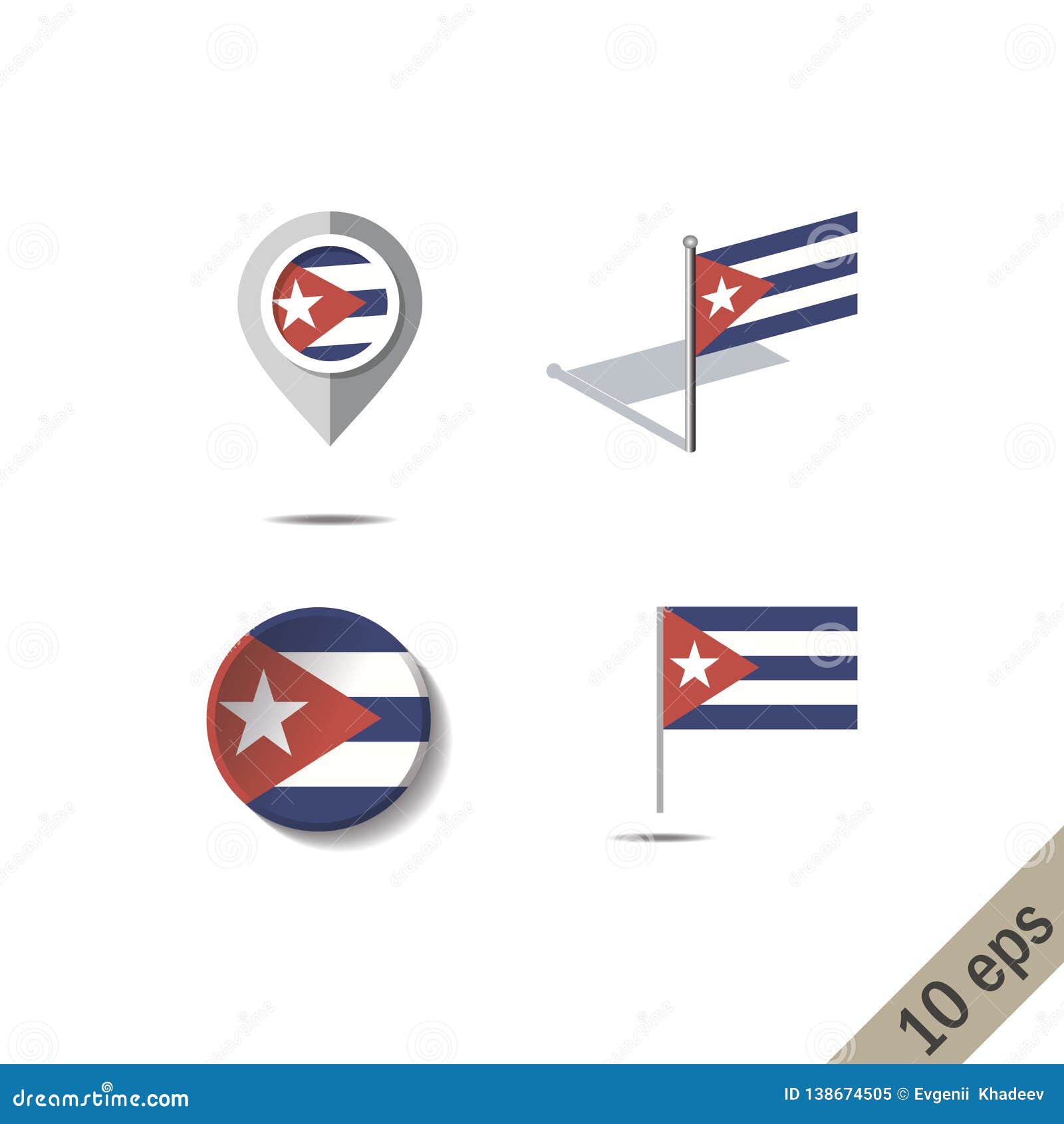 Map pins with flag of CUBA stock vector. Illustration of background ...