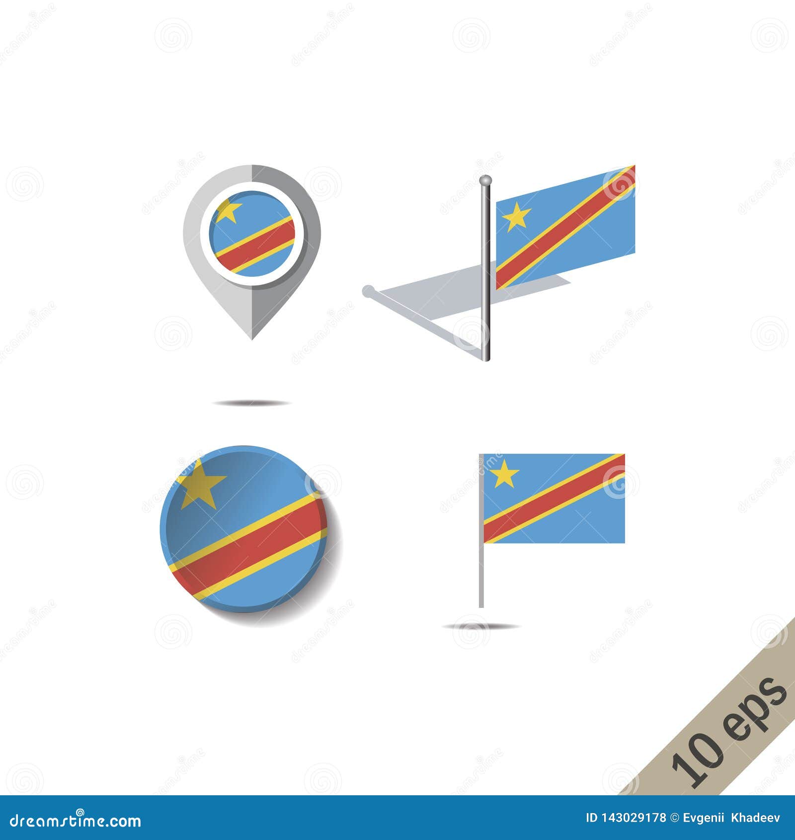 Map Pins with Flag of DEMOCRATIC REPUBLIC of the CONGO Stock ...
