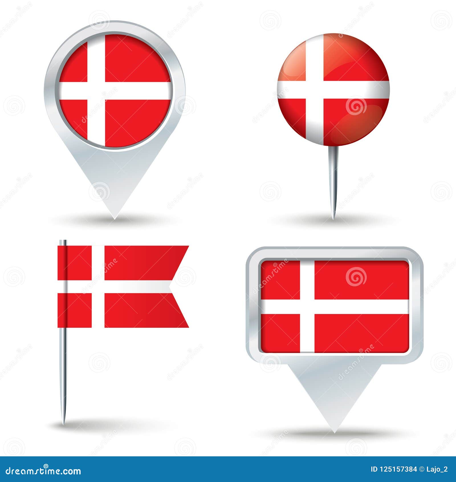 Map Pins with Flag of Denmark Stock Vector - Illustration of glance ...