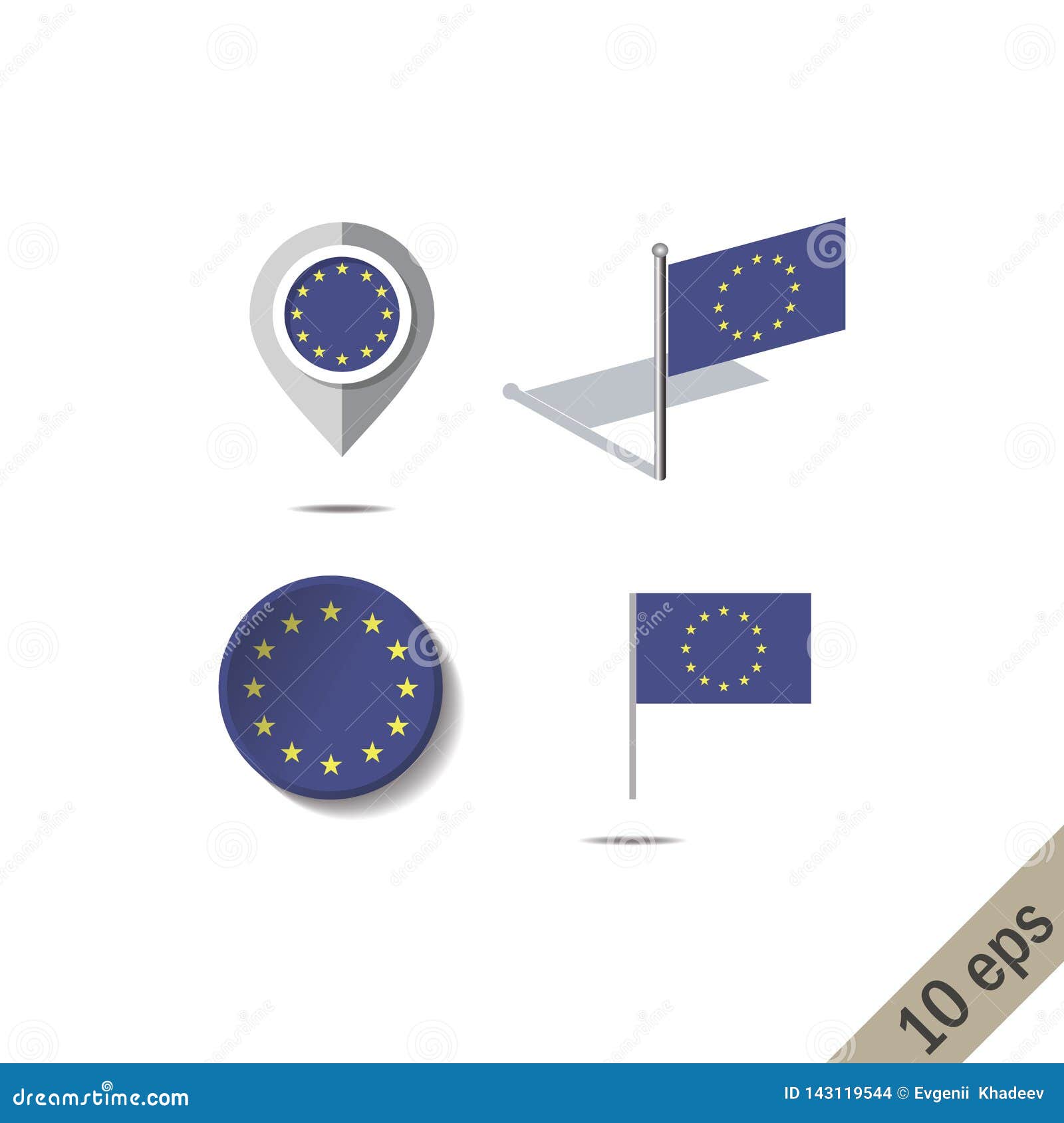 Map Pins with Flag of European Union Stock Illustration - Illustration ...