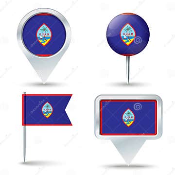 Map pins with flag of Guam stock vector. Illustration of nationality ...