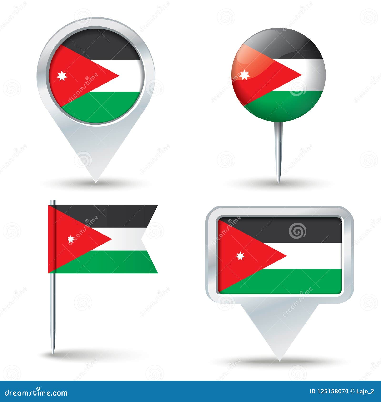 Map Pins with Flag of Jordan Stock Vector - Illustration of mark ...