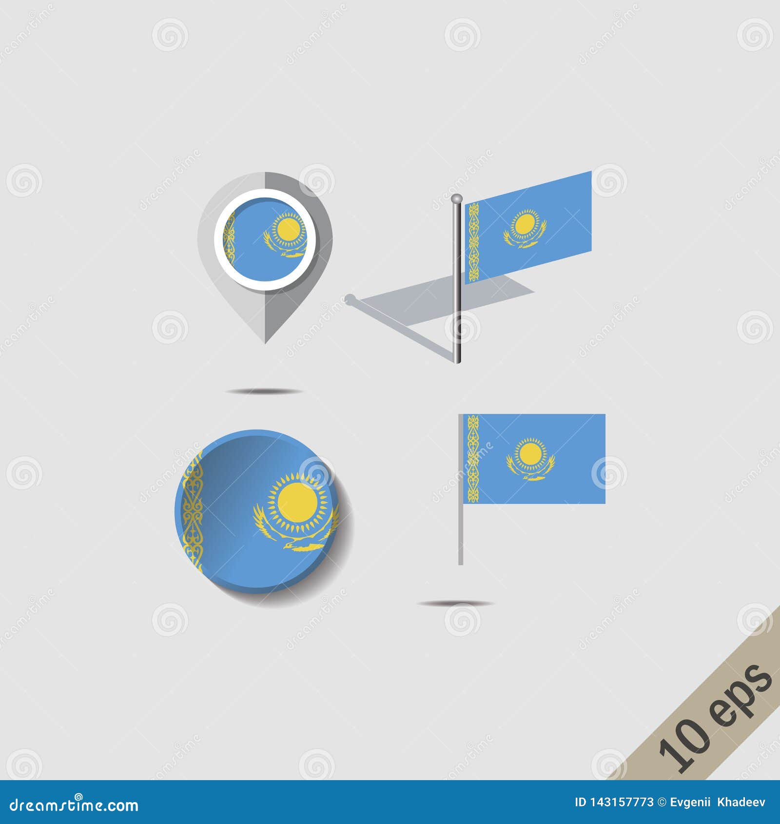 Map Pins with Flag of Kazakhstan Stock Illustration - Illustration of ...