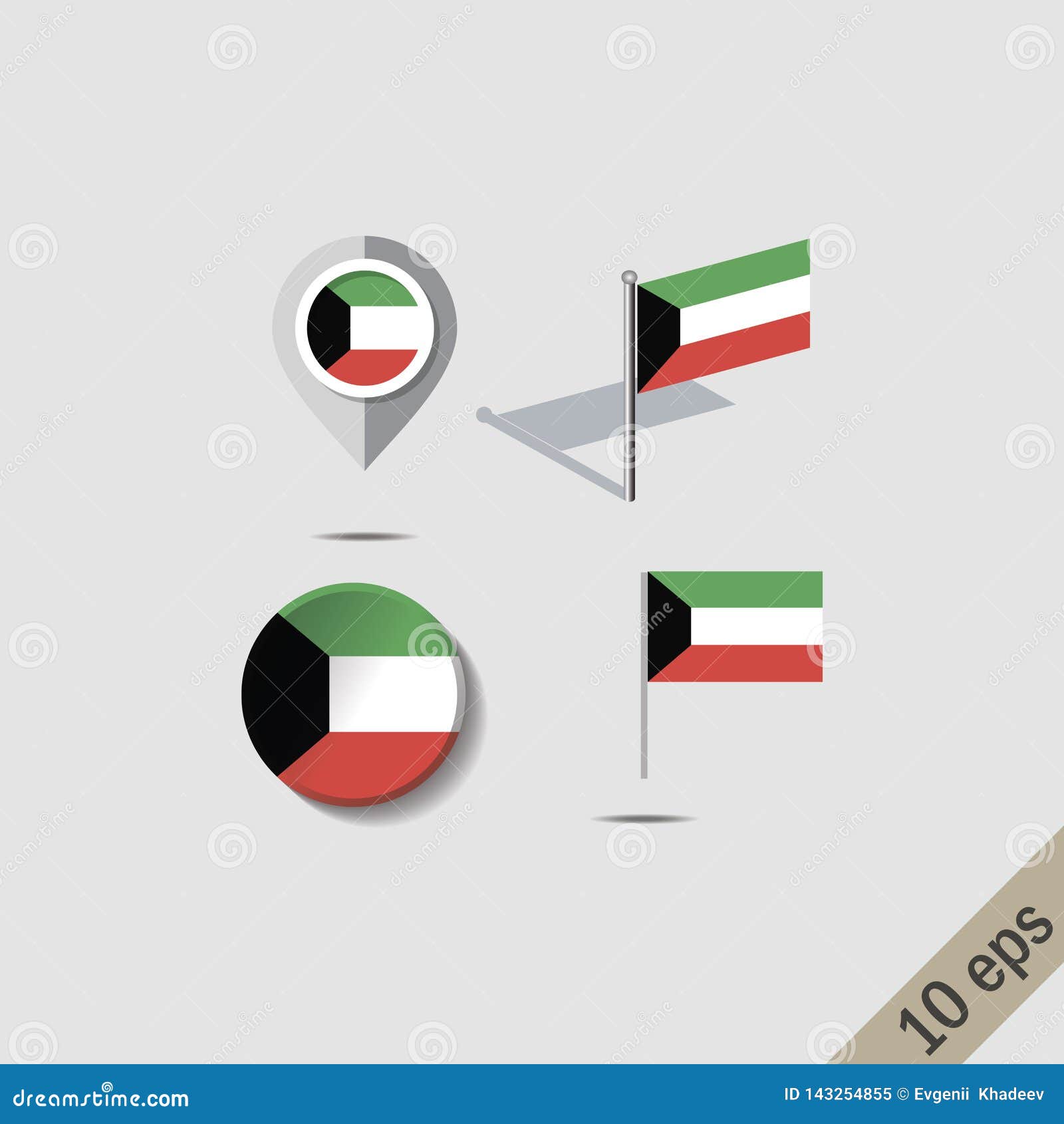 Map Pins with Flag of Kuwait Stock Illustration - Illustration of ...