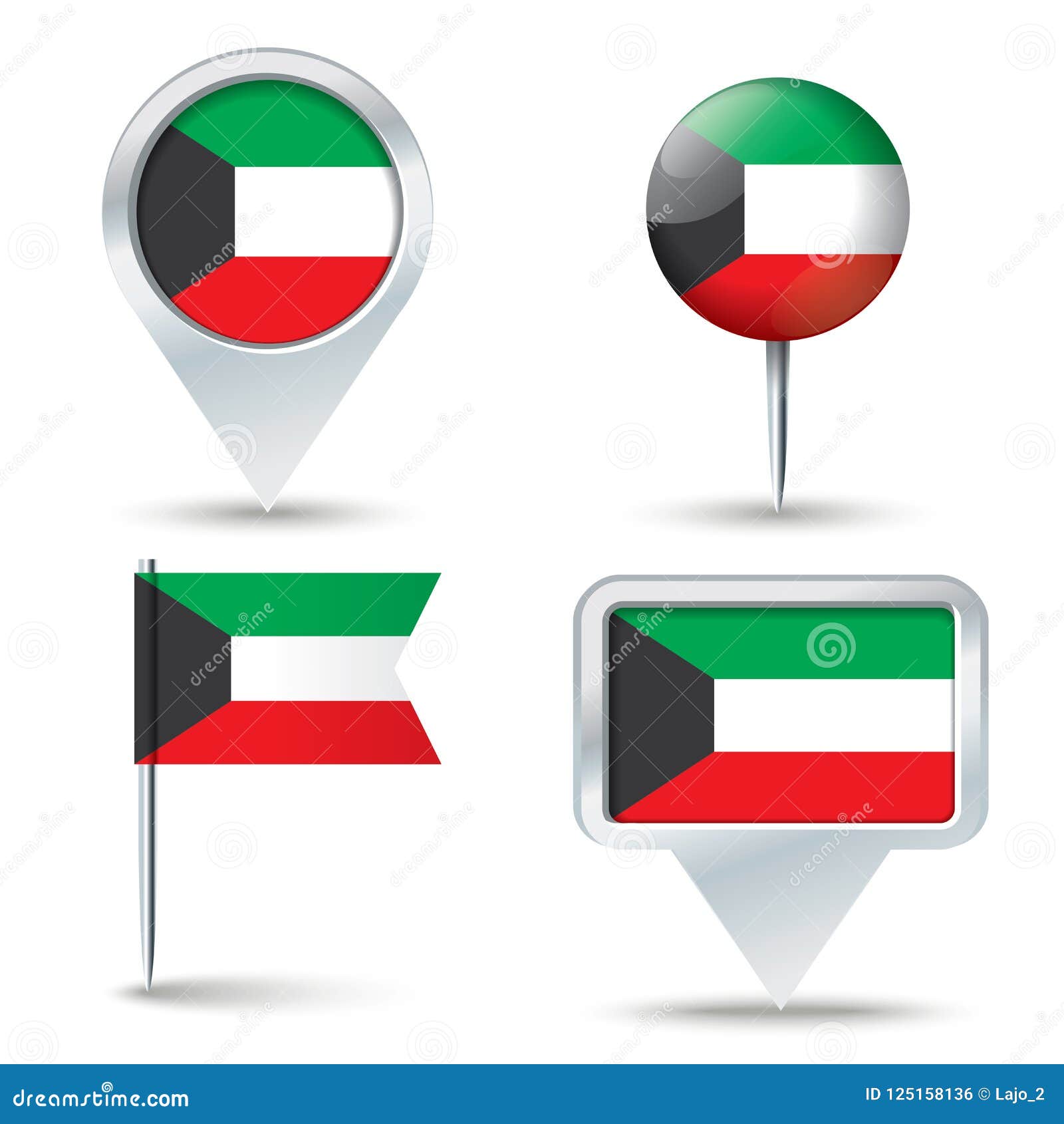 Map Pins with Flag of Kuwait Stock Vector - Illustration of button ...