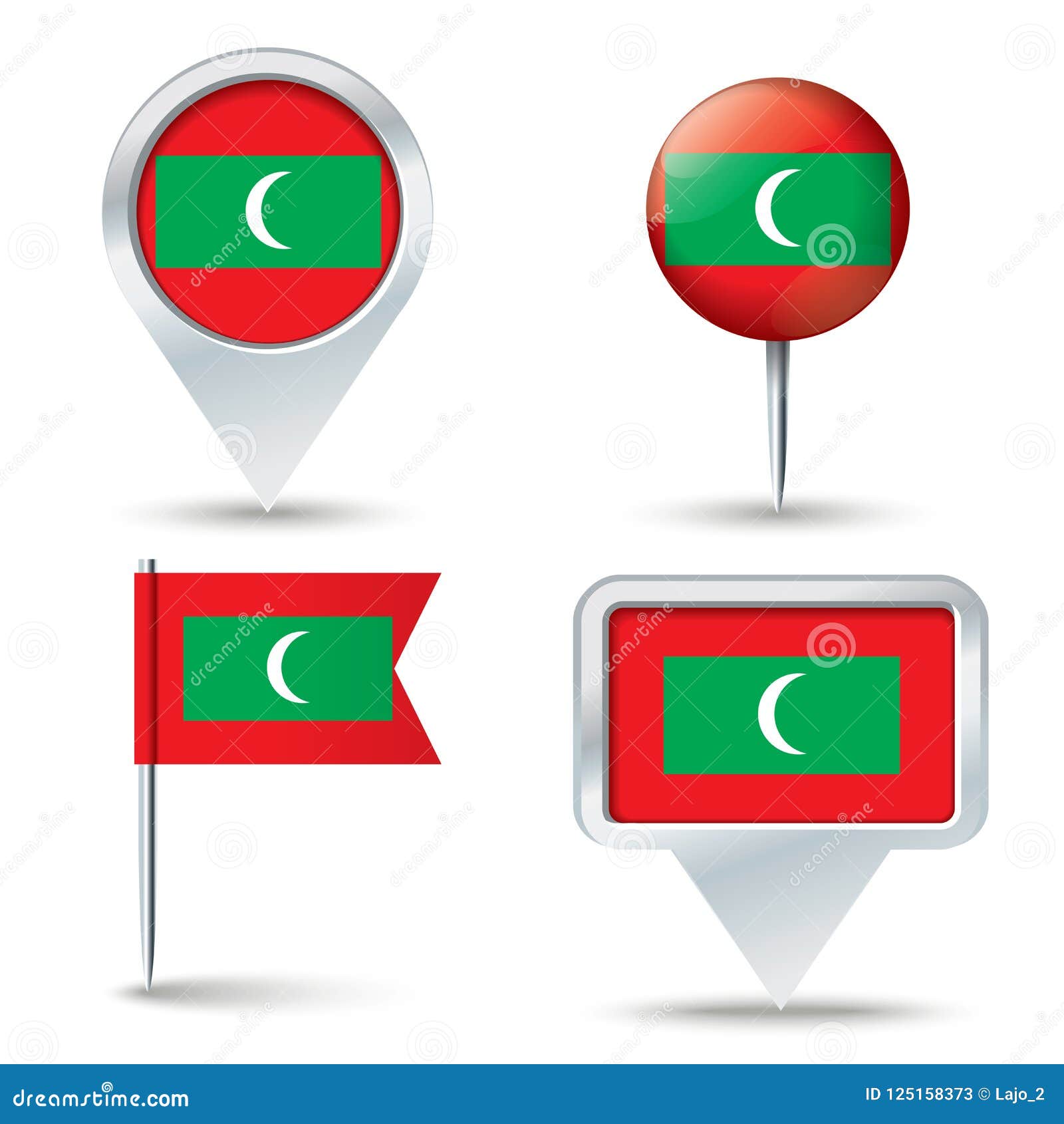 Map Pins with Flag of Maldives Stock Vector - Illustration of flagpole ...