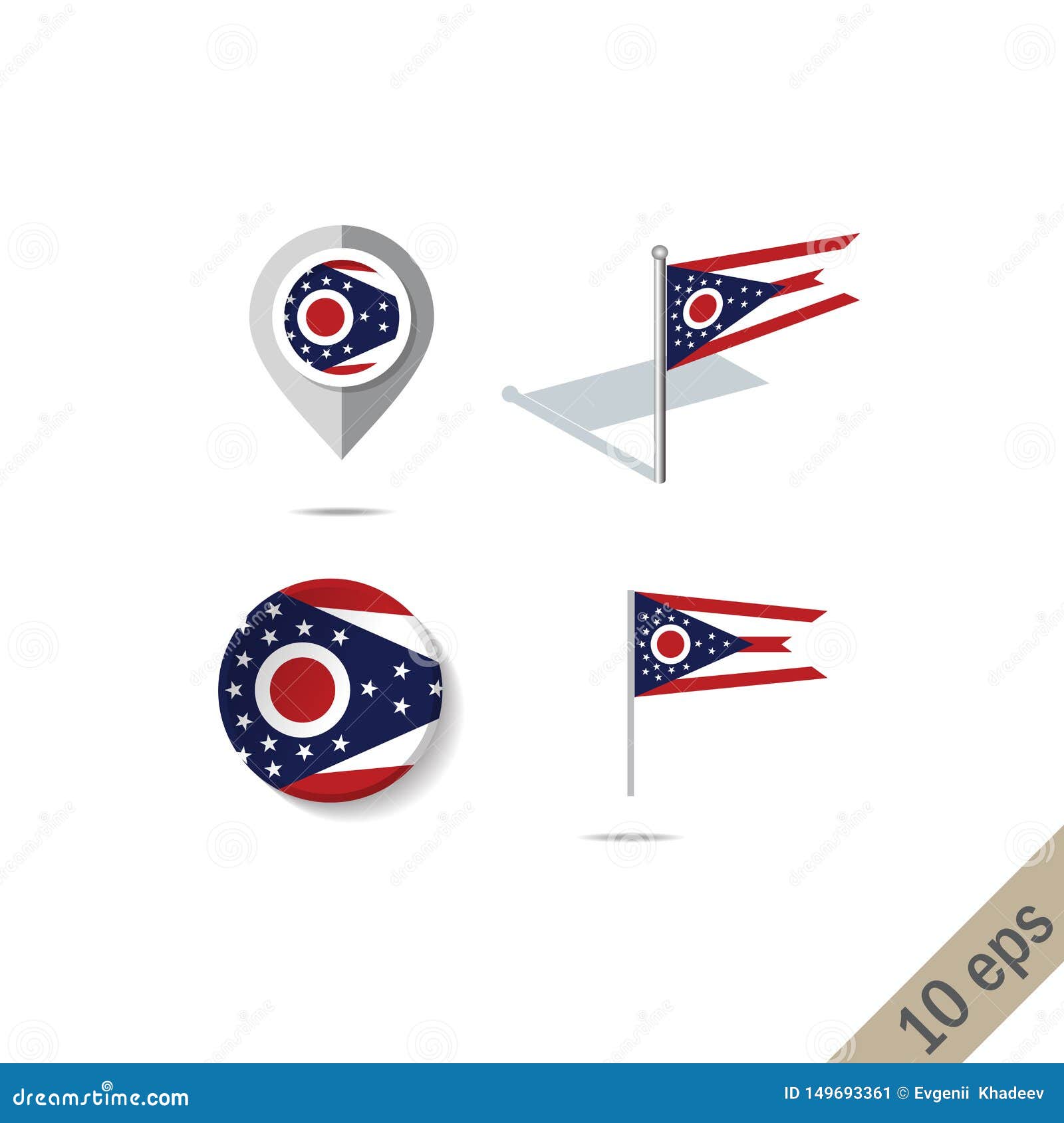 Map Pins with Flag of Ohio - Vector Illustration Stock Illustration ...