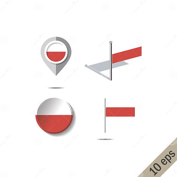 Map Pins with Flag of POLAND Stock Illustration - Illustration of arrow ...