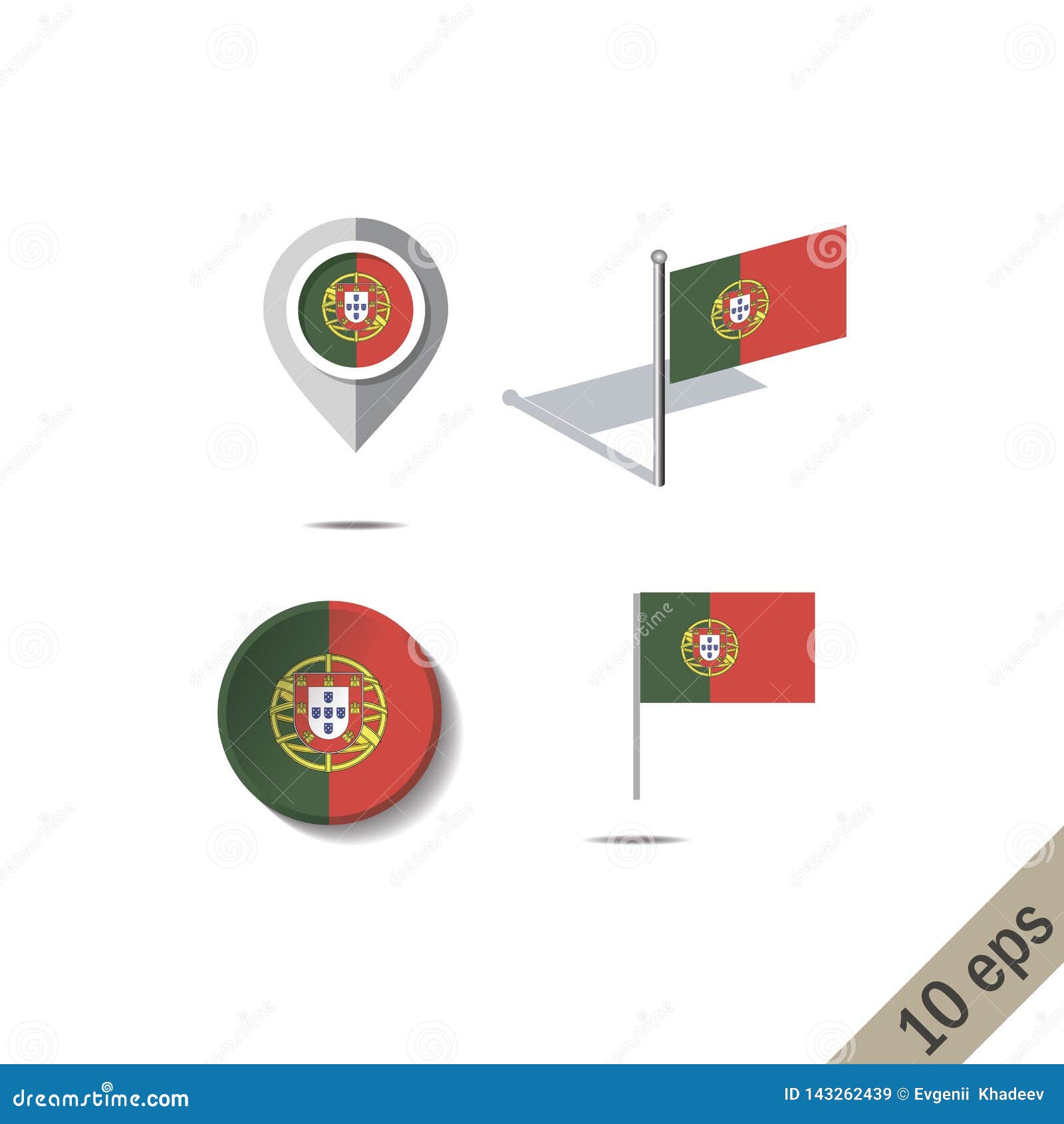Map Pins with Flag of Portugal Stock Illustration - Illustration of ...