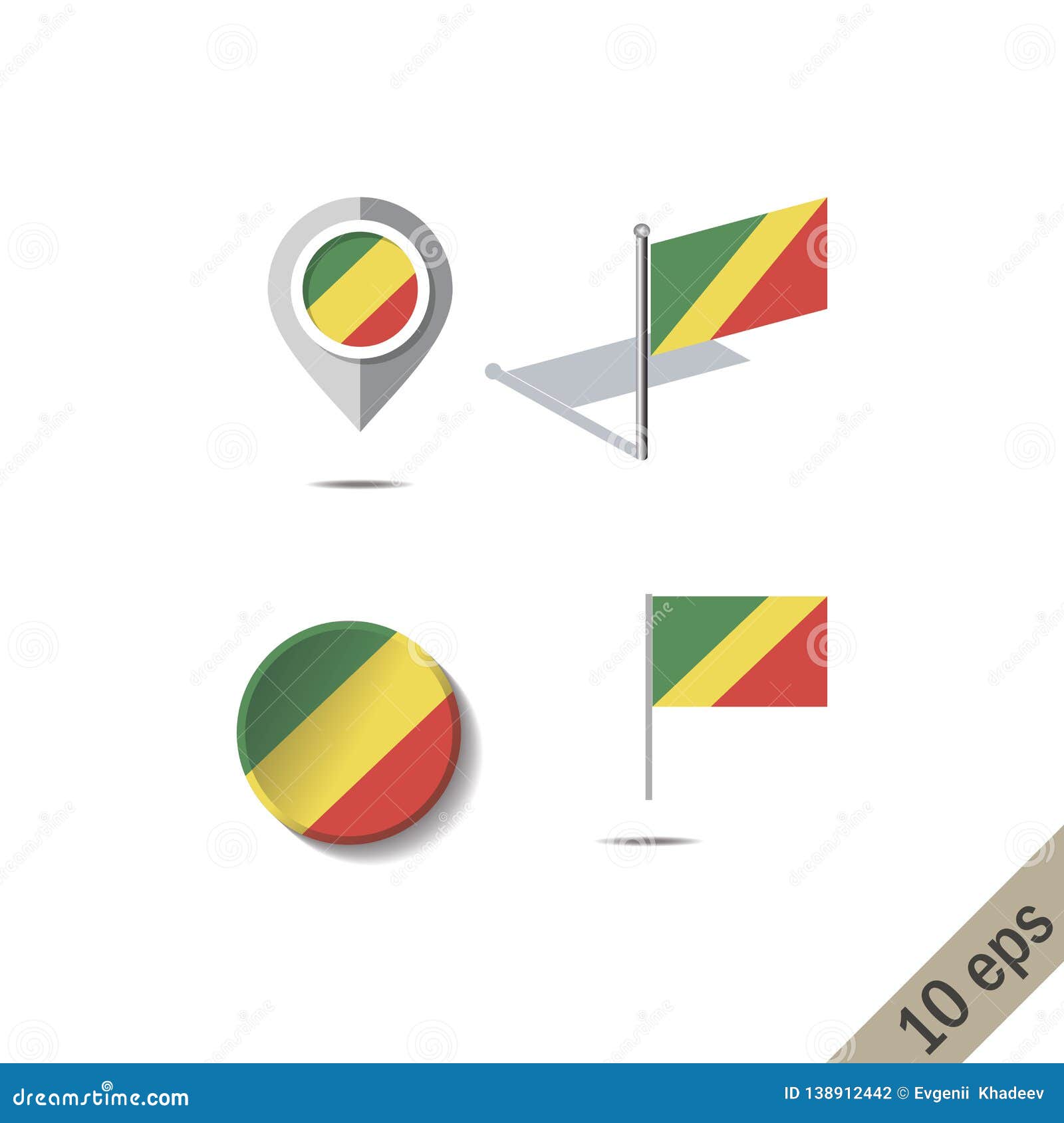 Map Pins with Flag of REPUBLIC of the CONGO Stock Illustration ...