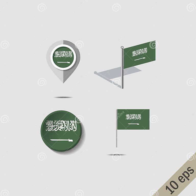 Map Pins with Flag of SAUDI ARABIA Stock Illustration - Illustration of ...