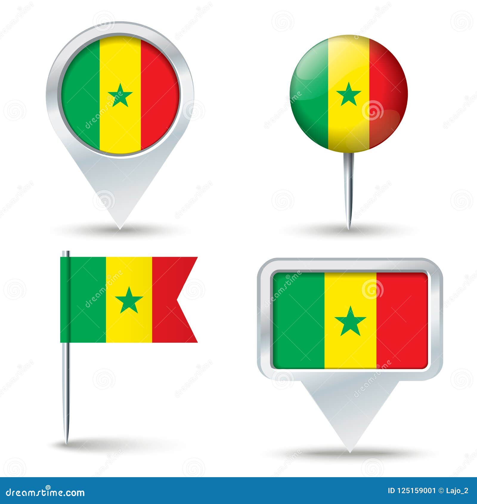 Map Pins with Flag of Senegal Stock Vector - Illustration of flagpole ...