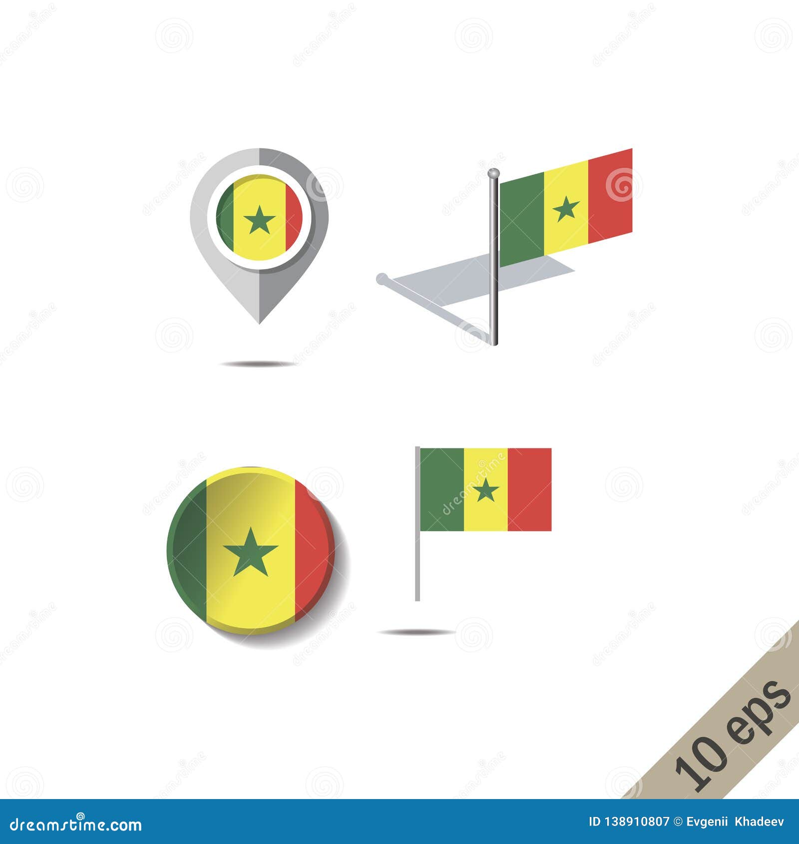 Map Pins with Flag of SENEGAL Stock Illustration - Illustration of ...