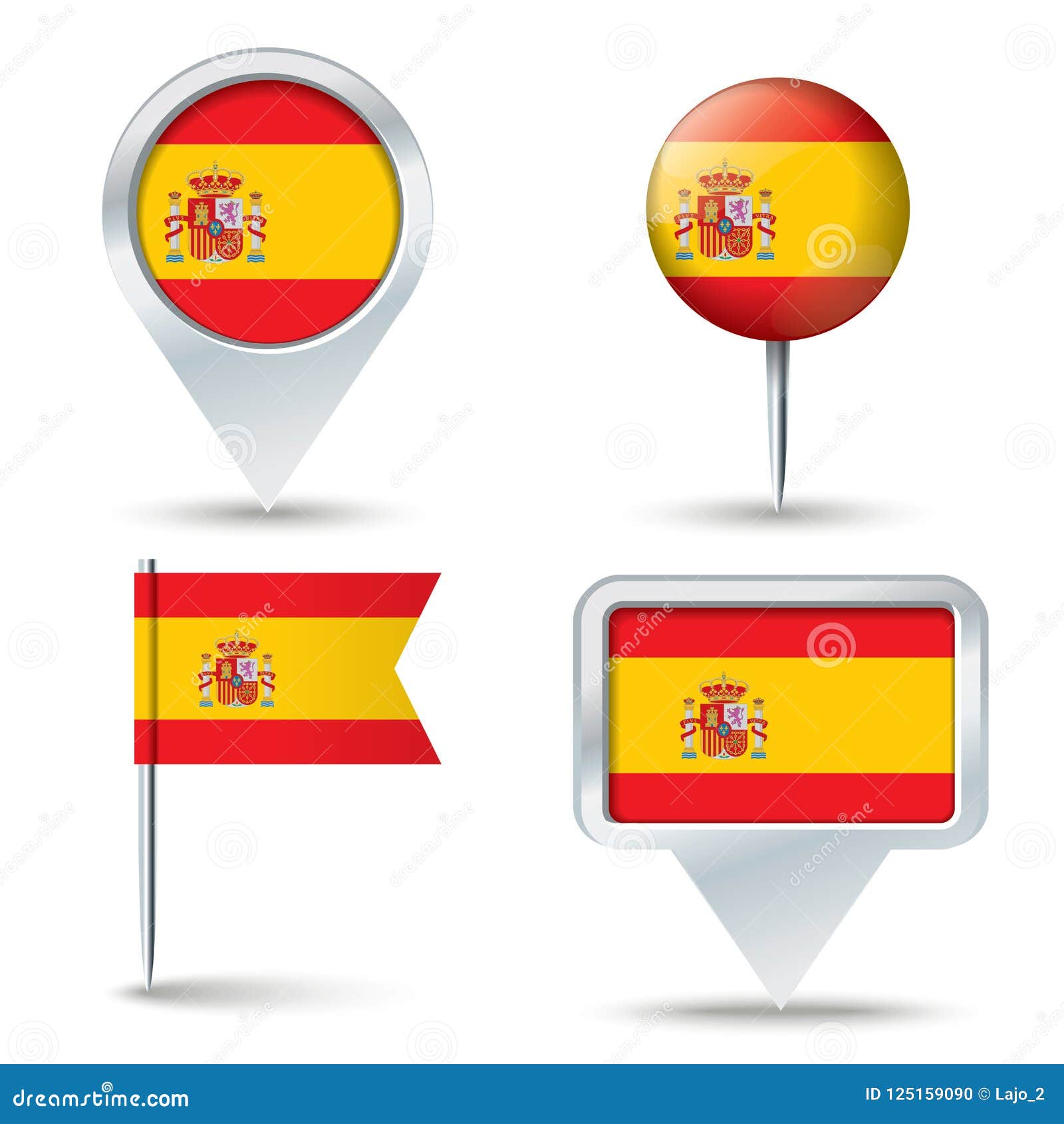 Map Pins with Flag of Spain Stock Vector - Illustration of country ...