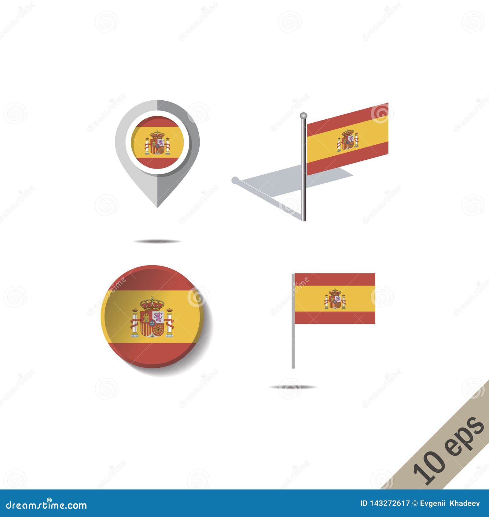 Map Pins with Flag of SPAIN Stock Illustration - Illustration of ...