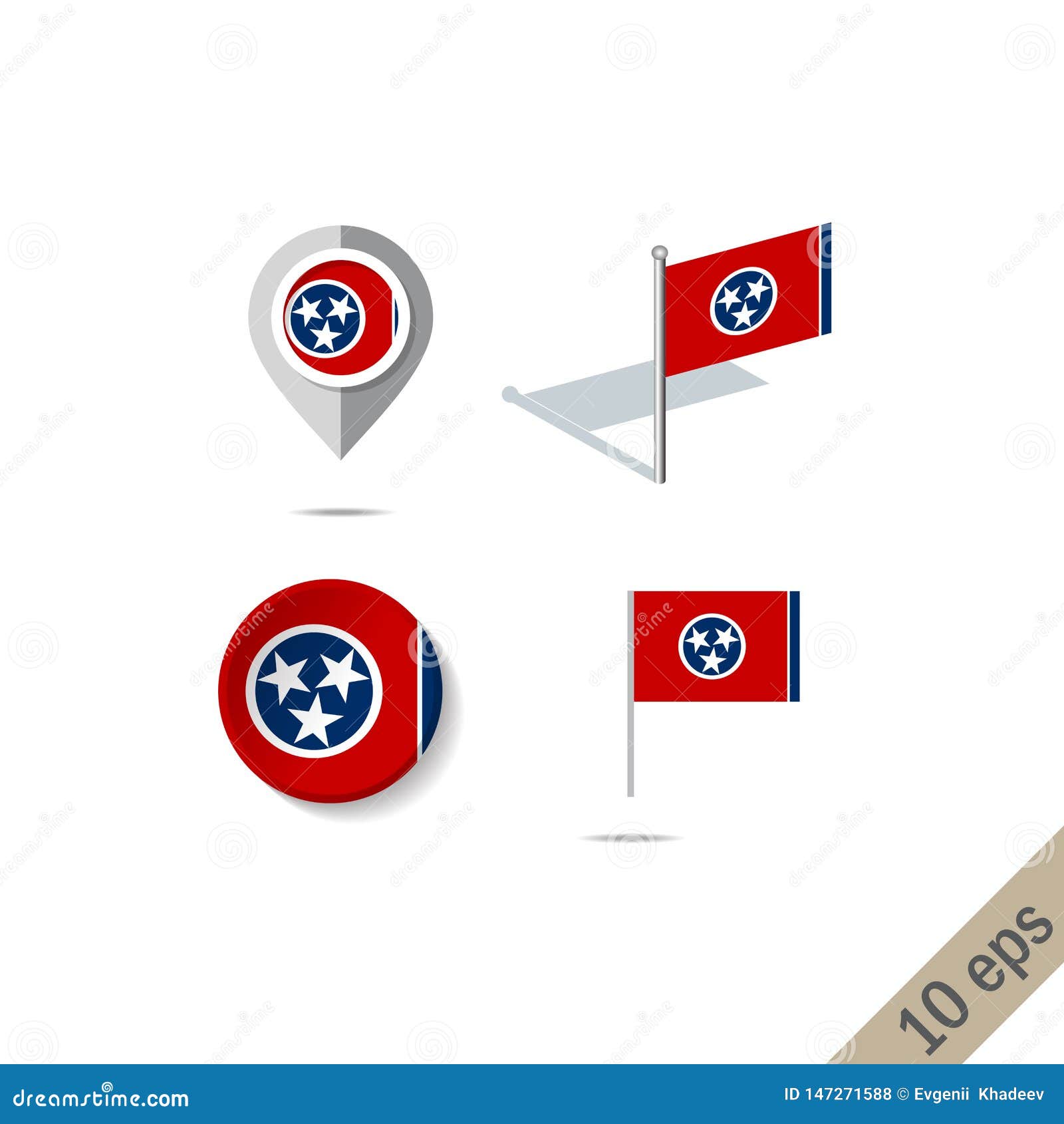 Map Pins with Flag of Tennesee- Vector Illustration Stock Vector ...
