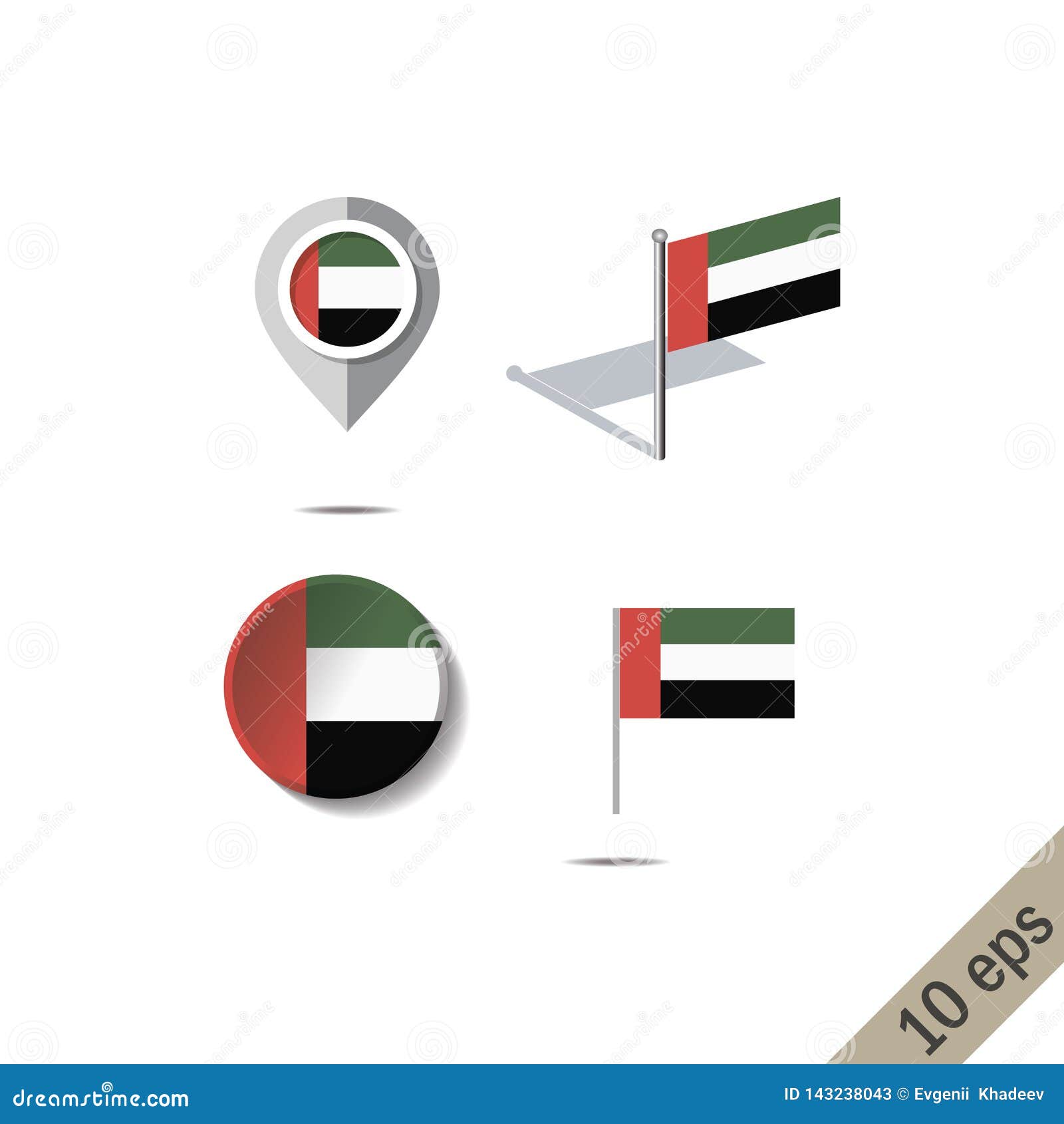 Map Pins with Flag of United Arab Emirates Stock Illustration ...
