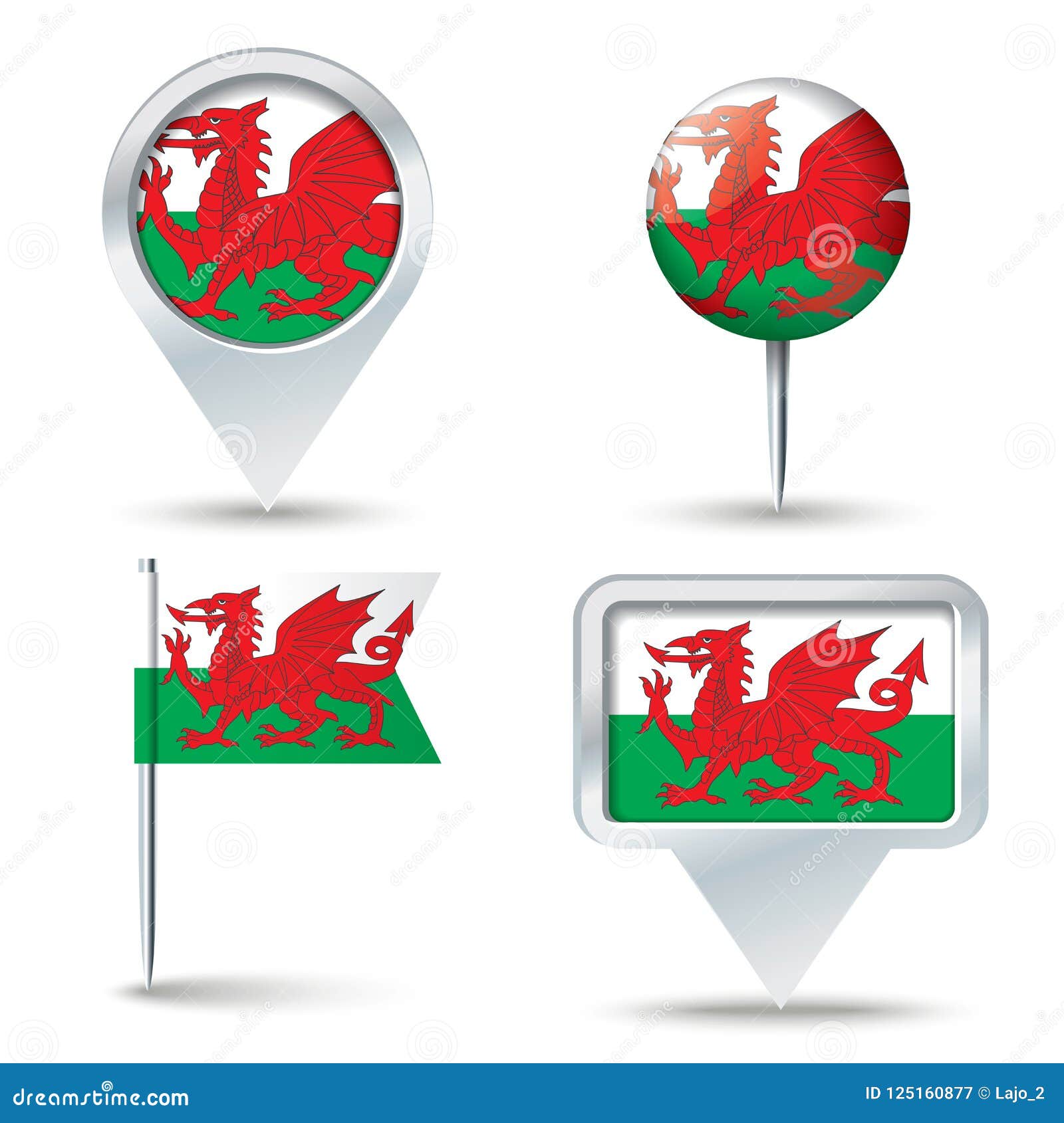 Map Pins with Flag of Wales Stock Vector - Illustration of circle ...