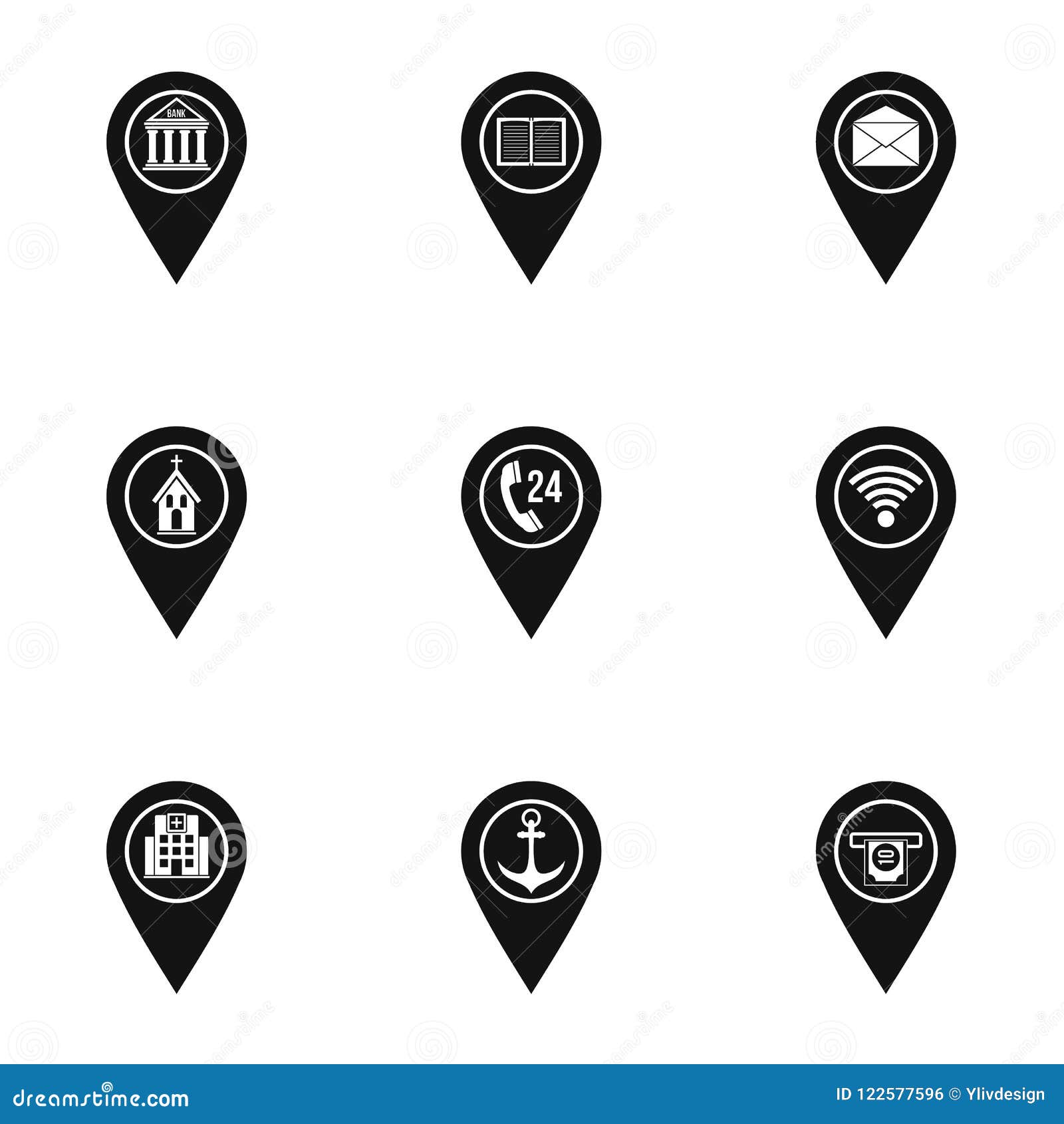 Map Pins Icon Set, Simple Style Stock Vector - Illustration of landmark ... Map Pins Icon Set, Simple Style Stock Vector - Illustration of landmark ...