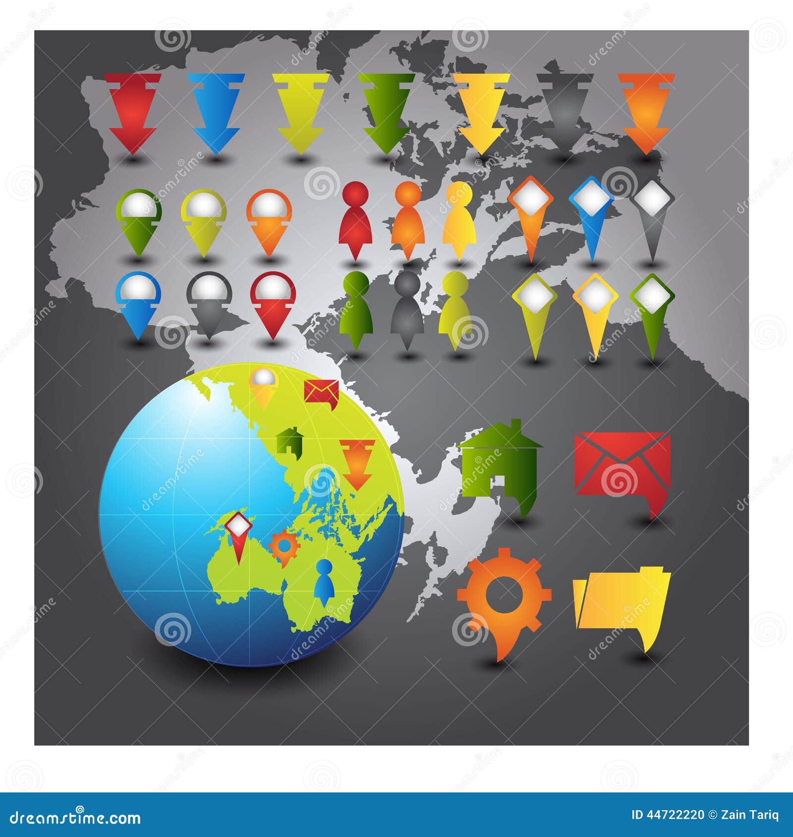 Map pins stock vector. Illustration of design, icon, element - 44722220