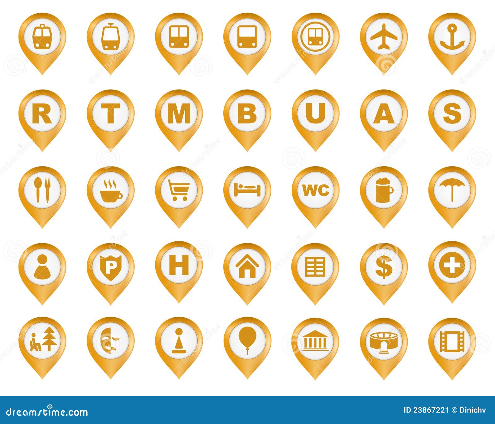 Map pins with images stock vector. Illustration of color - 23867221