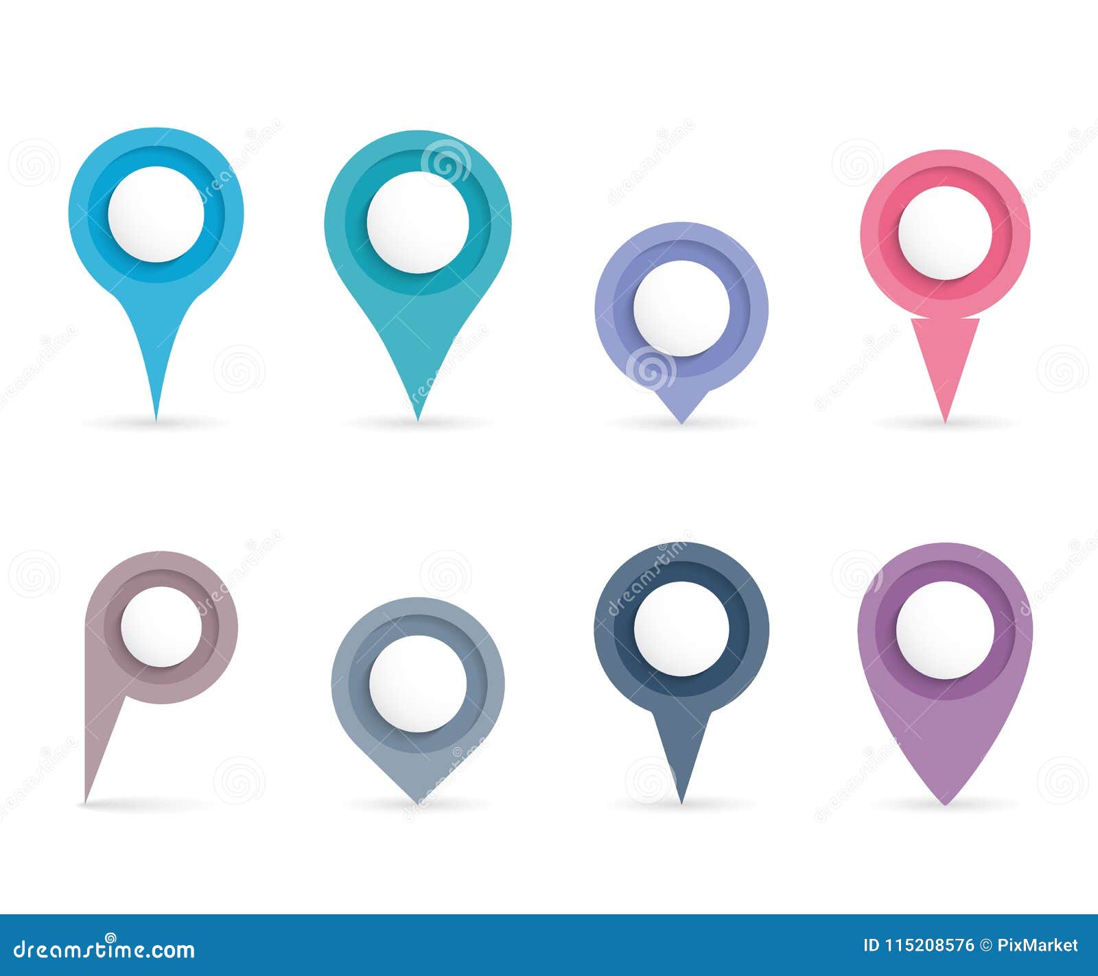 Map Pins stock vector. Illustration of sign, place, colors - 115208576