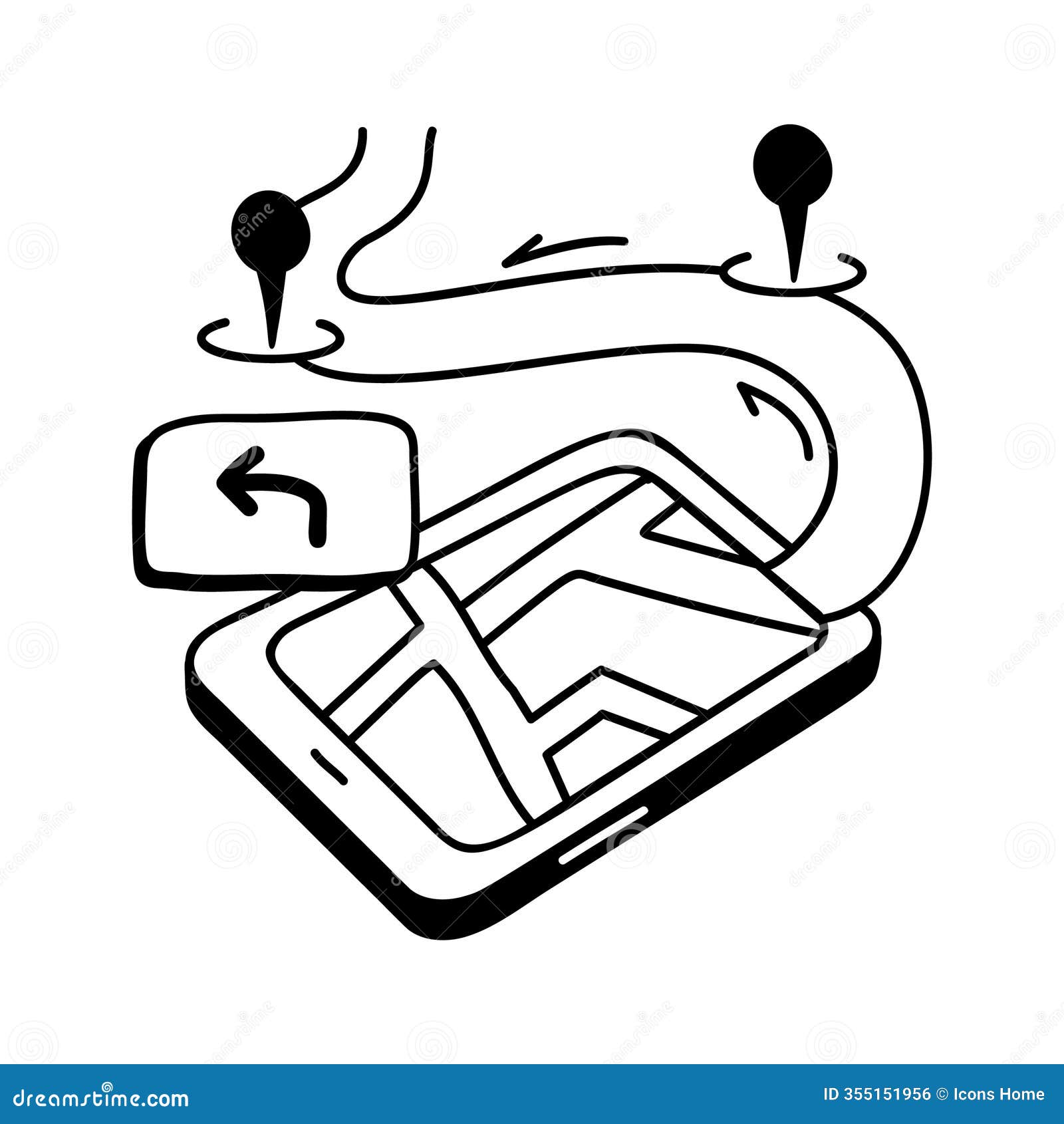 Map with Pins and a Scale To Measure Distance. Stock Illustration ...