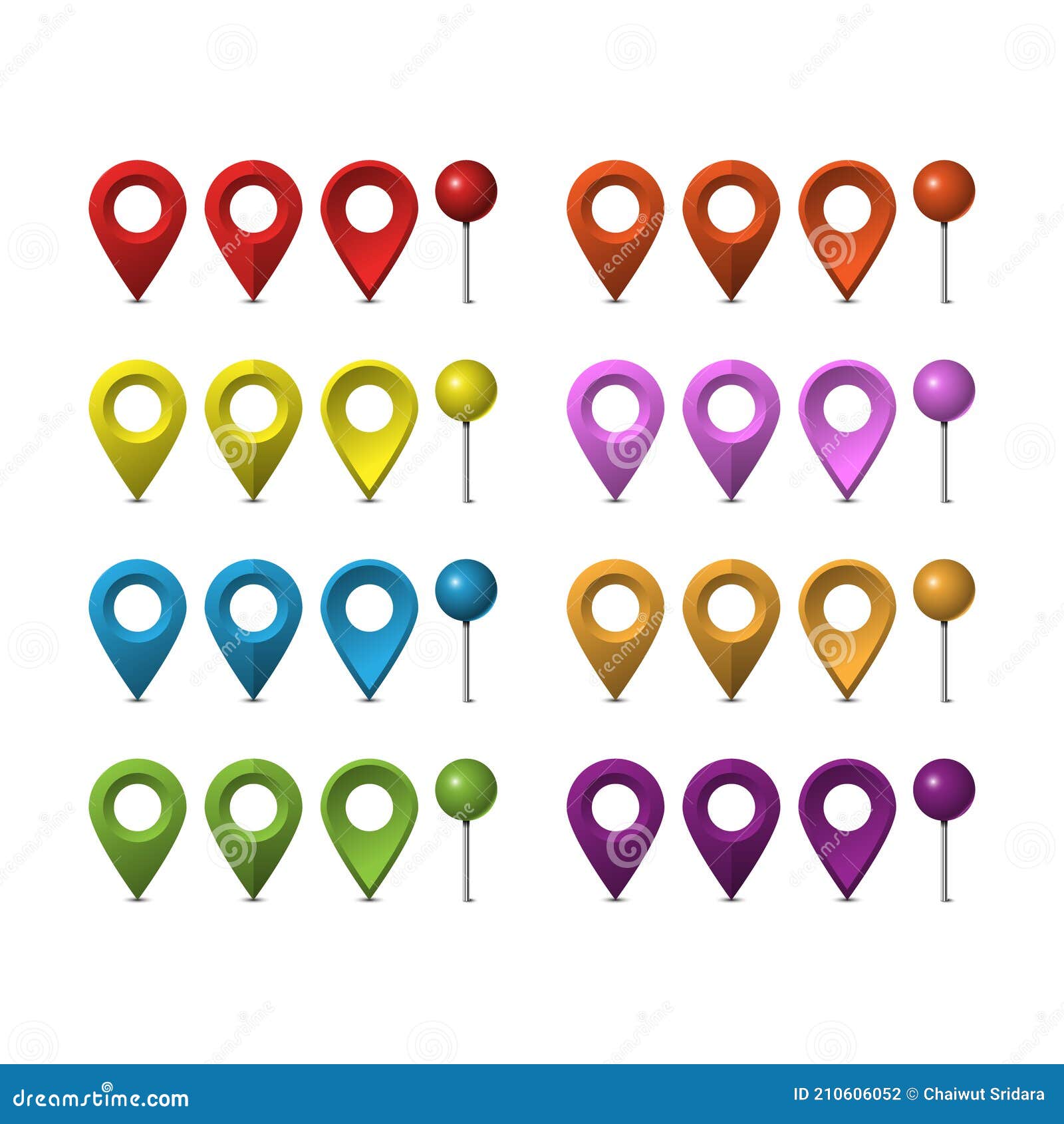 Map Pins Set Isolated on White Background, Vector Stock Vector ...