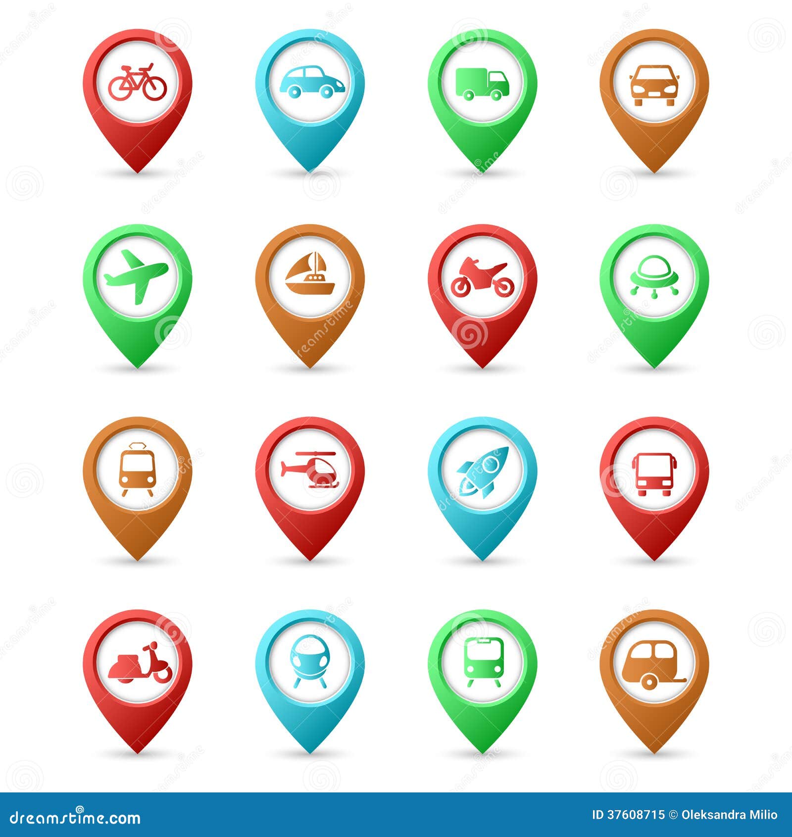 Map Pins with Transport Icons Stock Vector - Illustration of navigation ...