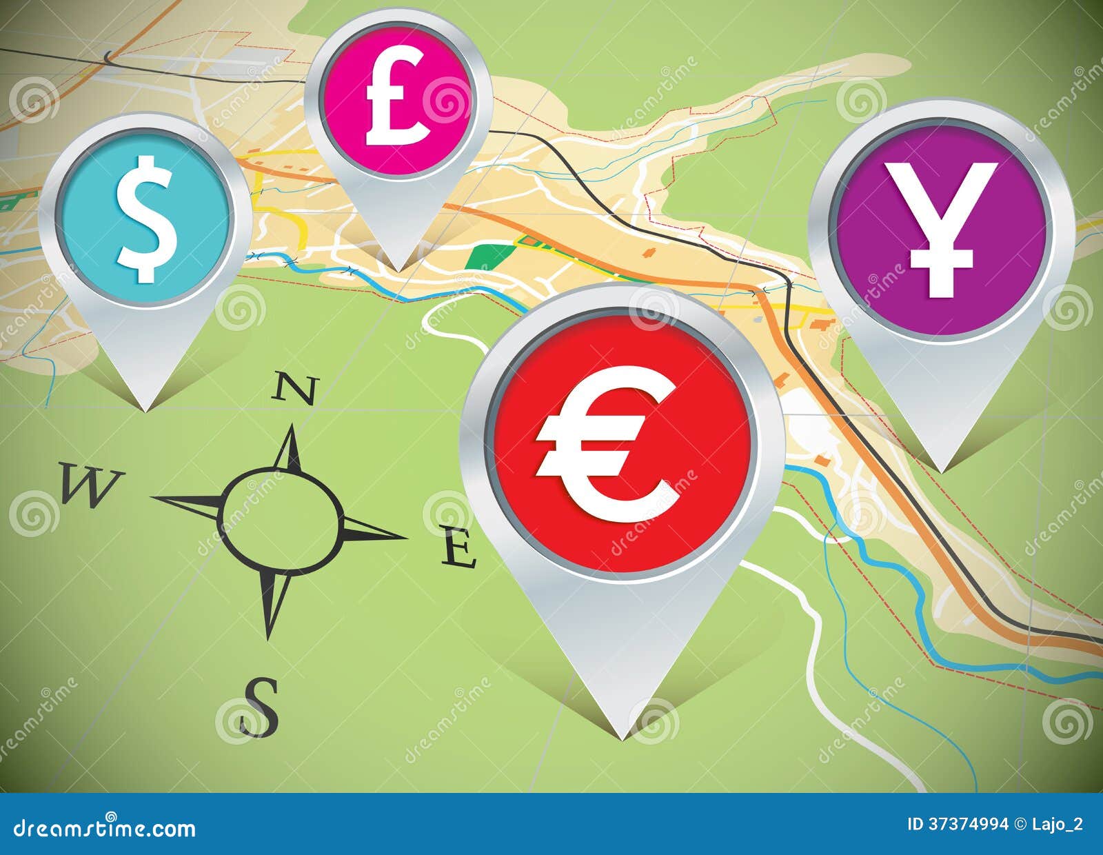 Map with pins stock vector. Illustration of badge, abstract - 37374994