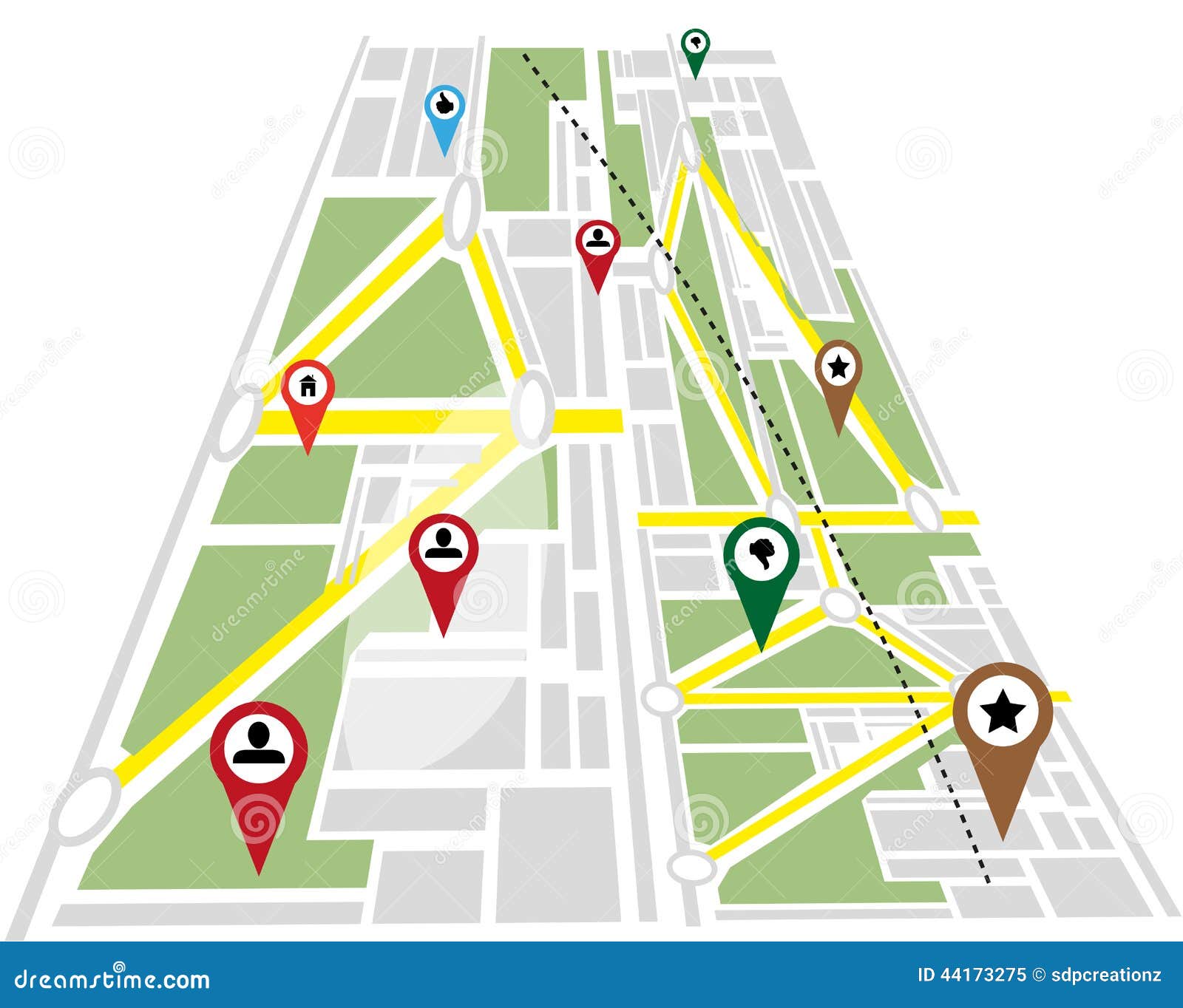 Navigation Map with Pointers Stock Vector - Illustration of global ...