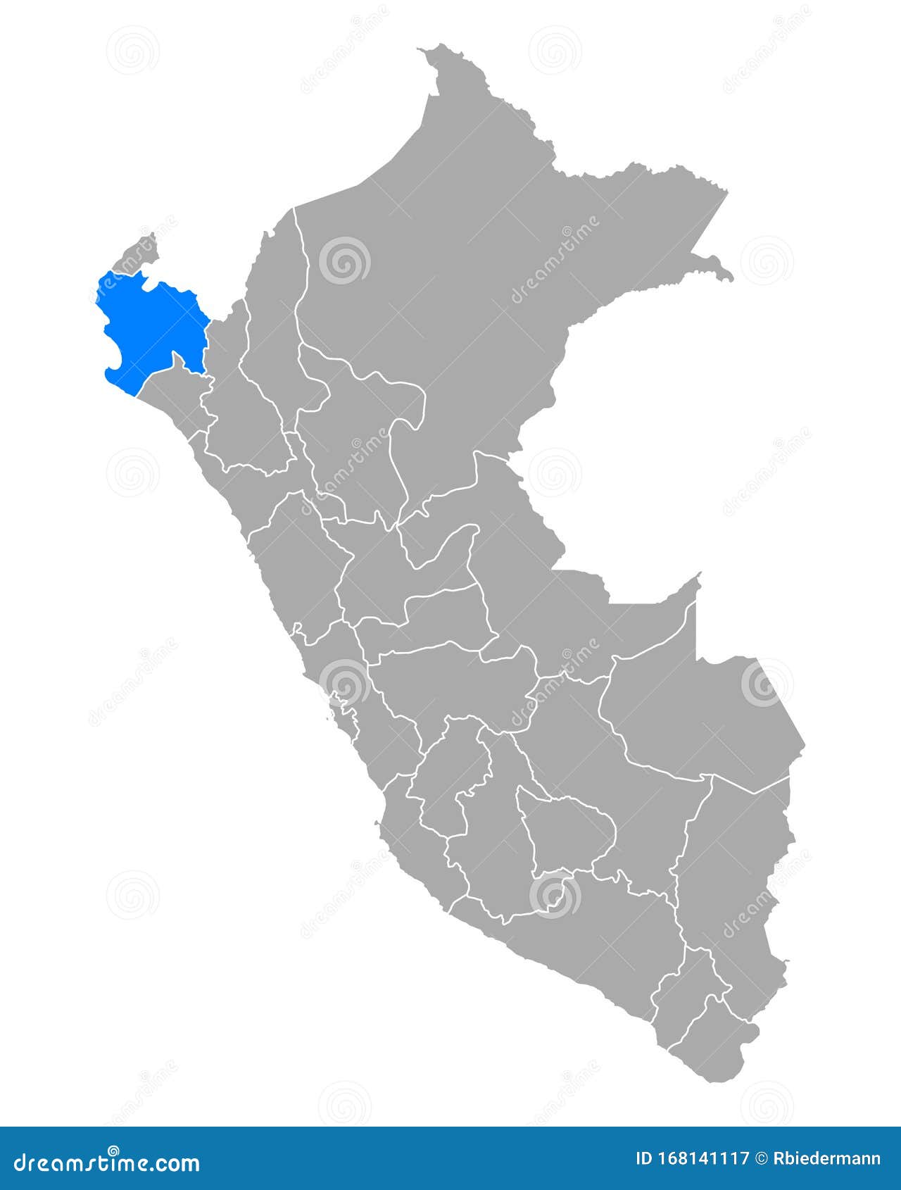 Map of Piura in Peru stock vector. Illustration of cartography - 168141117